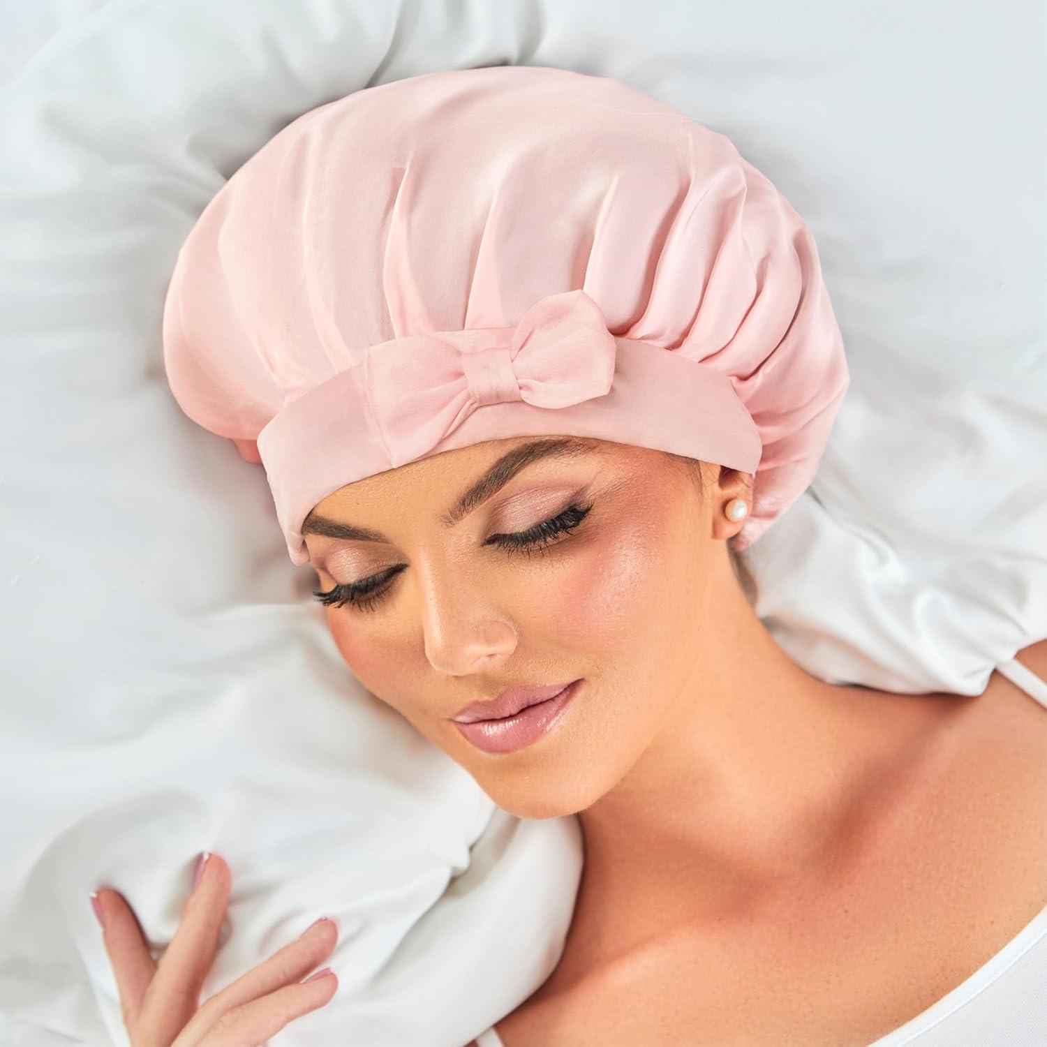 Shop 100% Mulberry Silk Hood for Curly Hair - Breathable Sleeping Cap ...