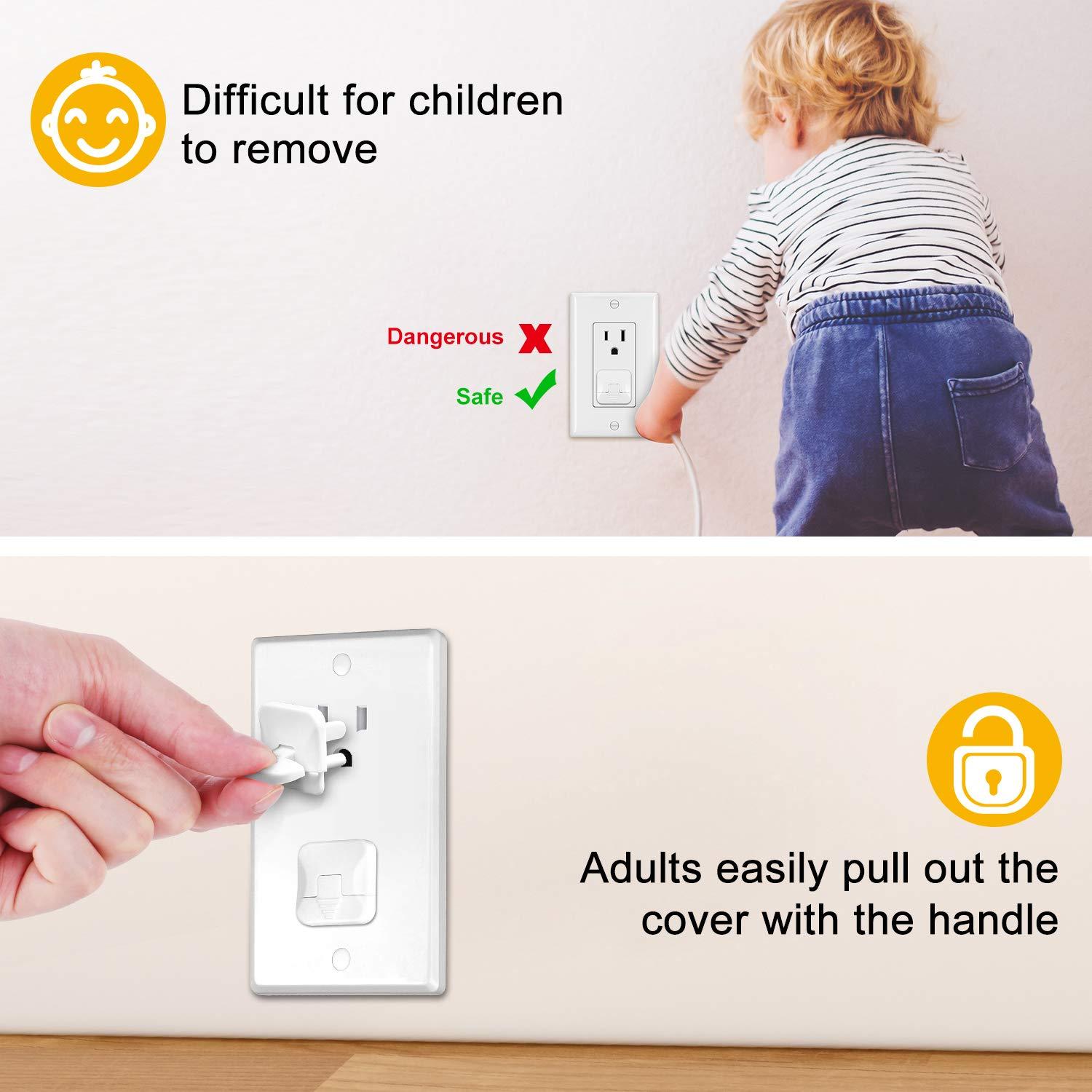 Outlet Covers Baby Proofing (40 Pack) with Hidden Pull Handle Outlet ...