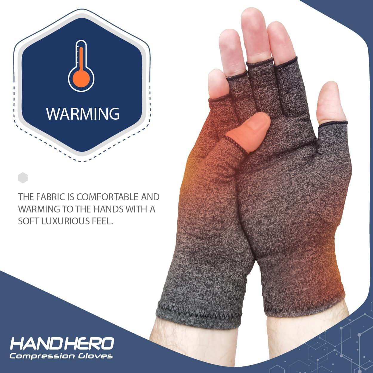 Hand Hero Arthritis Compression Gloves - Fingerless Support for Men and ...
