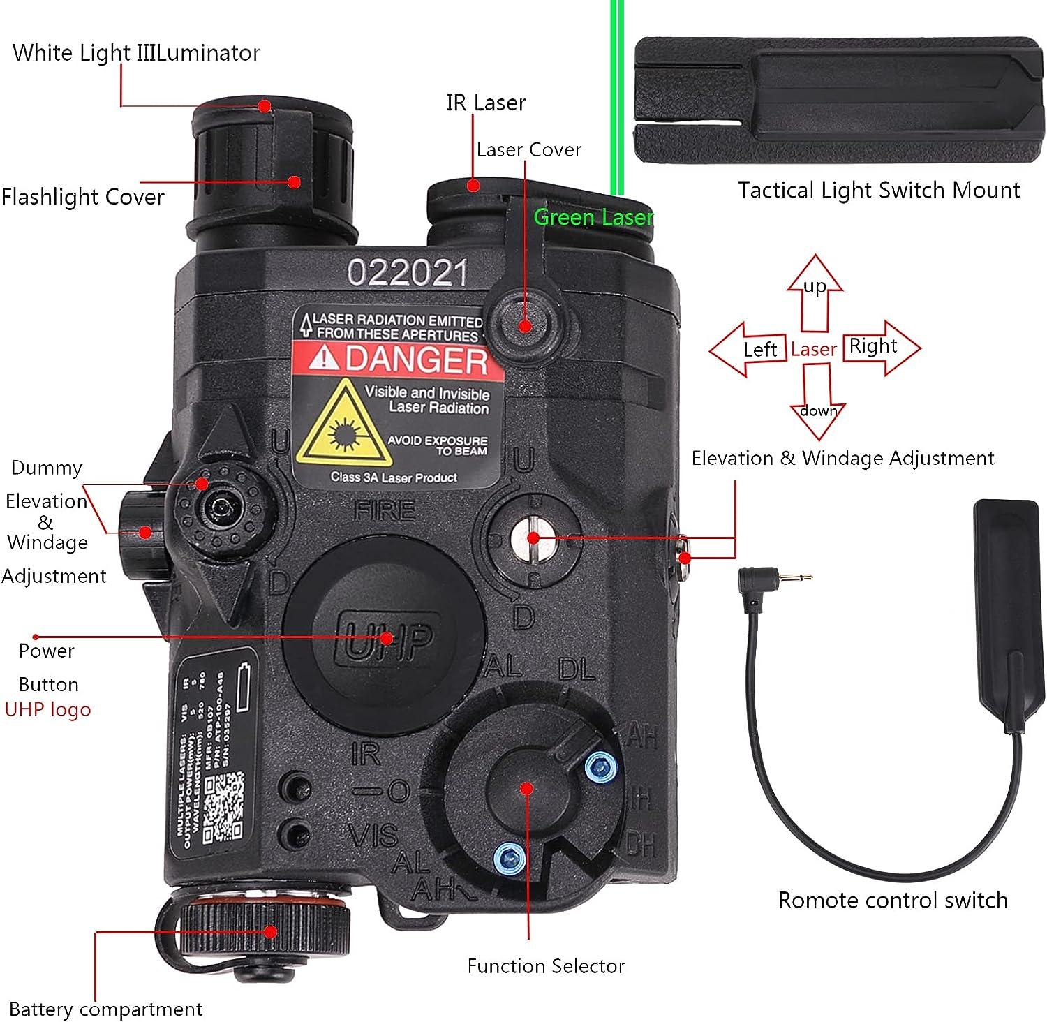 Ratulie Upgraded PEQ 15 Model Green Laser & IR Flashlight Combo - 270 ...