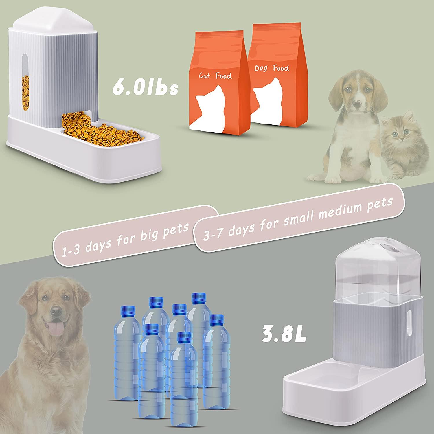 2-Pack Automatic Pet Feeders & Water Dispensers - 1 Gallon Capacity for ...
