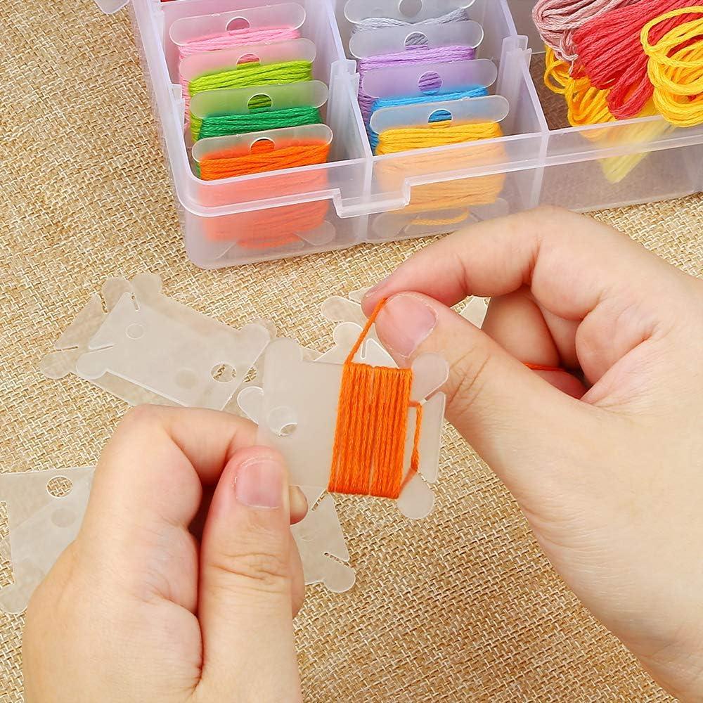 Onwon 100pcs Embroidery Thread Cards and 36 Grids Storage Box - Thread ...