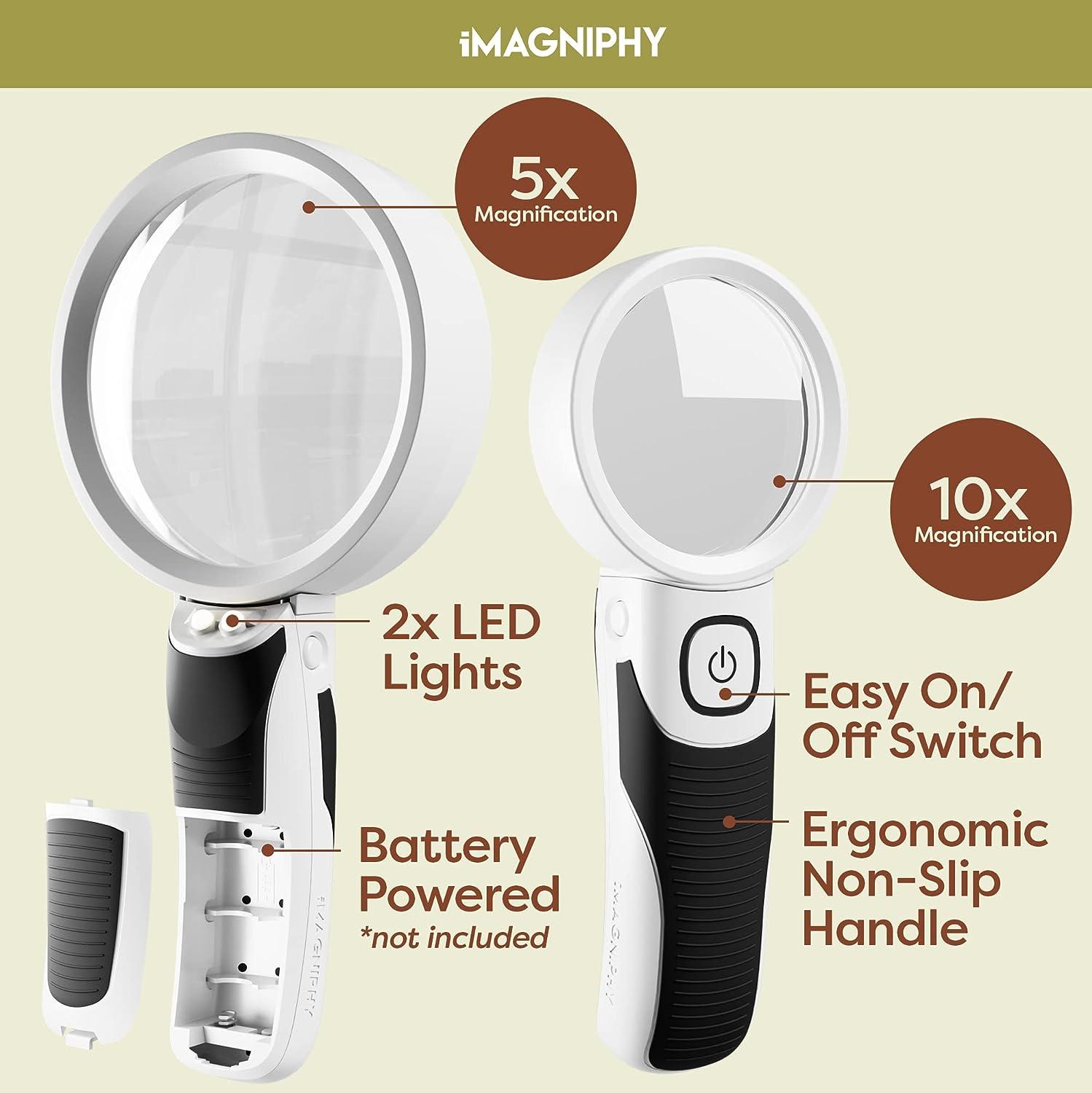 iMagniphy High Power Magnifying Glasses with Light - 5X & 10X ...