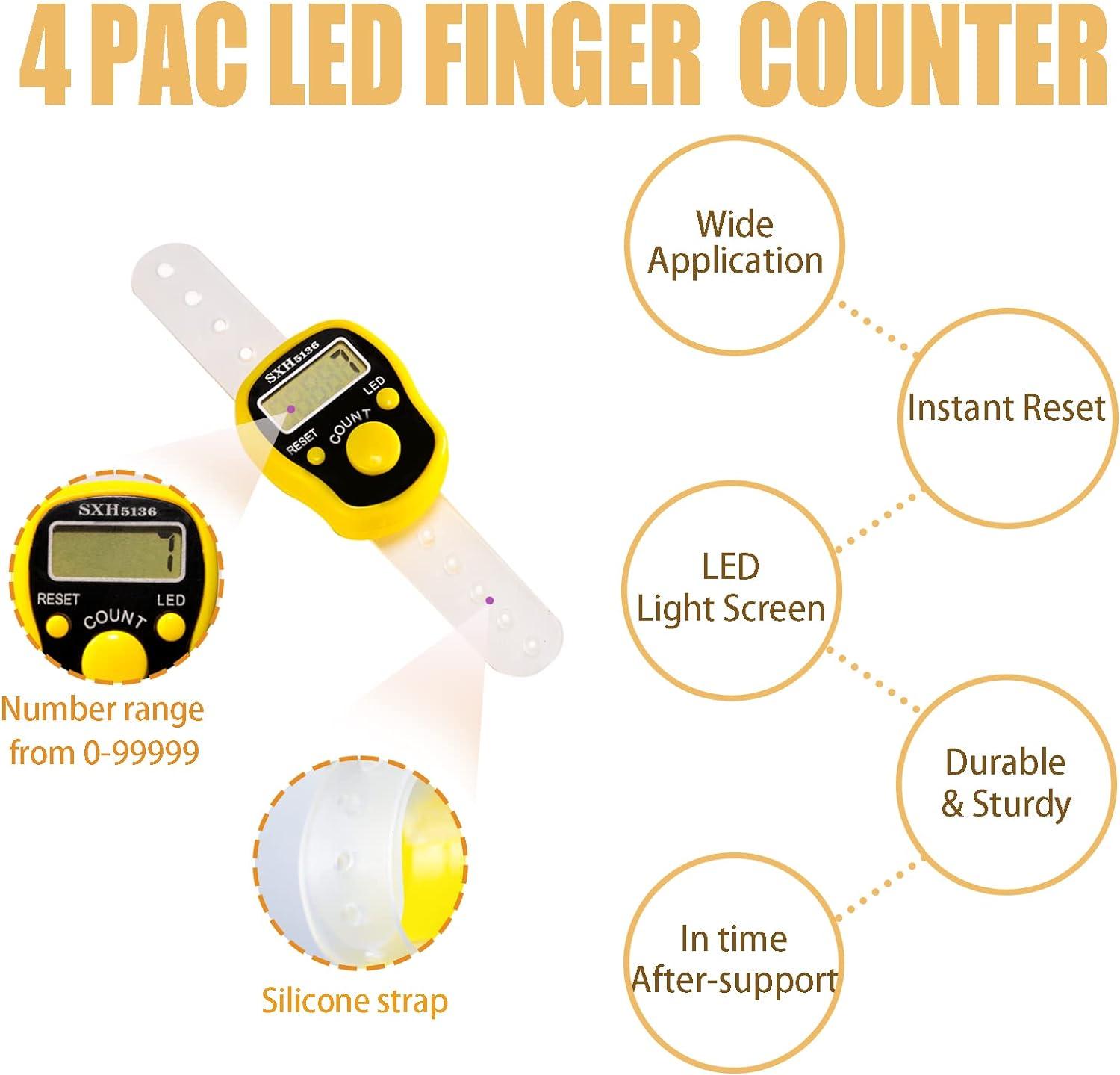 ILouxNei Knit Counter Set - 4 Pcs LCD Electronic Finger Digital Row ...