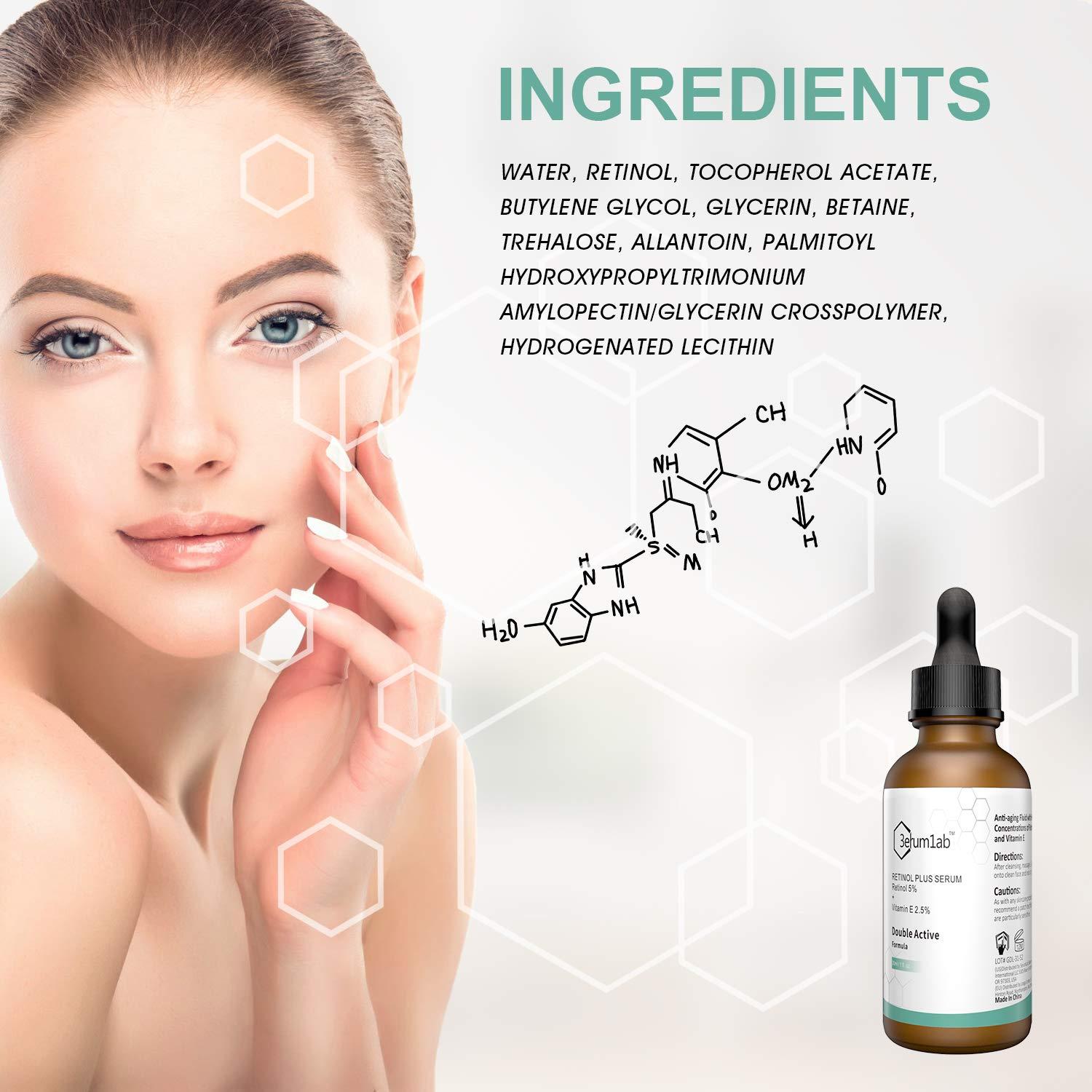 High Strength Retinol Serum 5% & Vitamin E 2.5% | Reduce Wrinkles ...