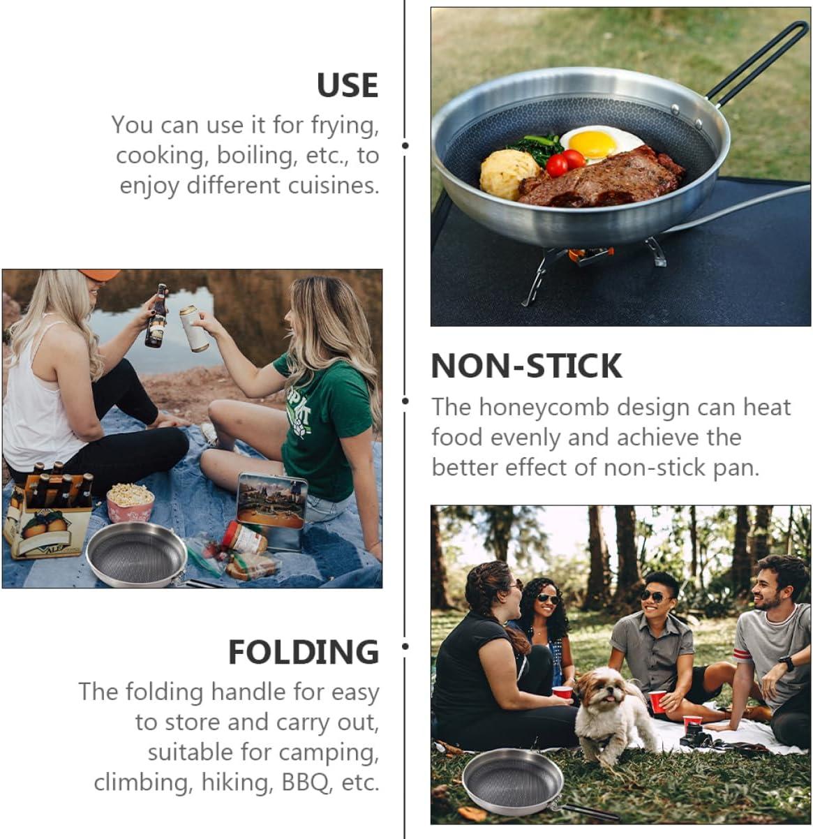 POPETPOP Outdoor Non Stick Pan Stove Outdoor BBQ Pan Oven Steak Pan Kitchewn Frying Pan Outdoor ...