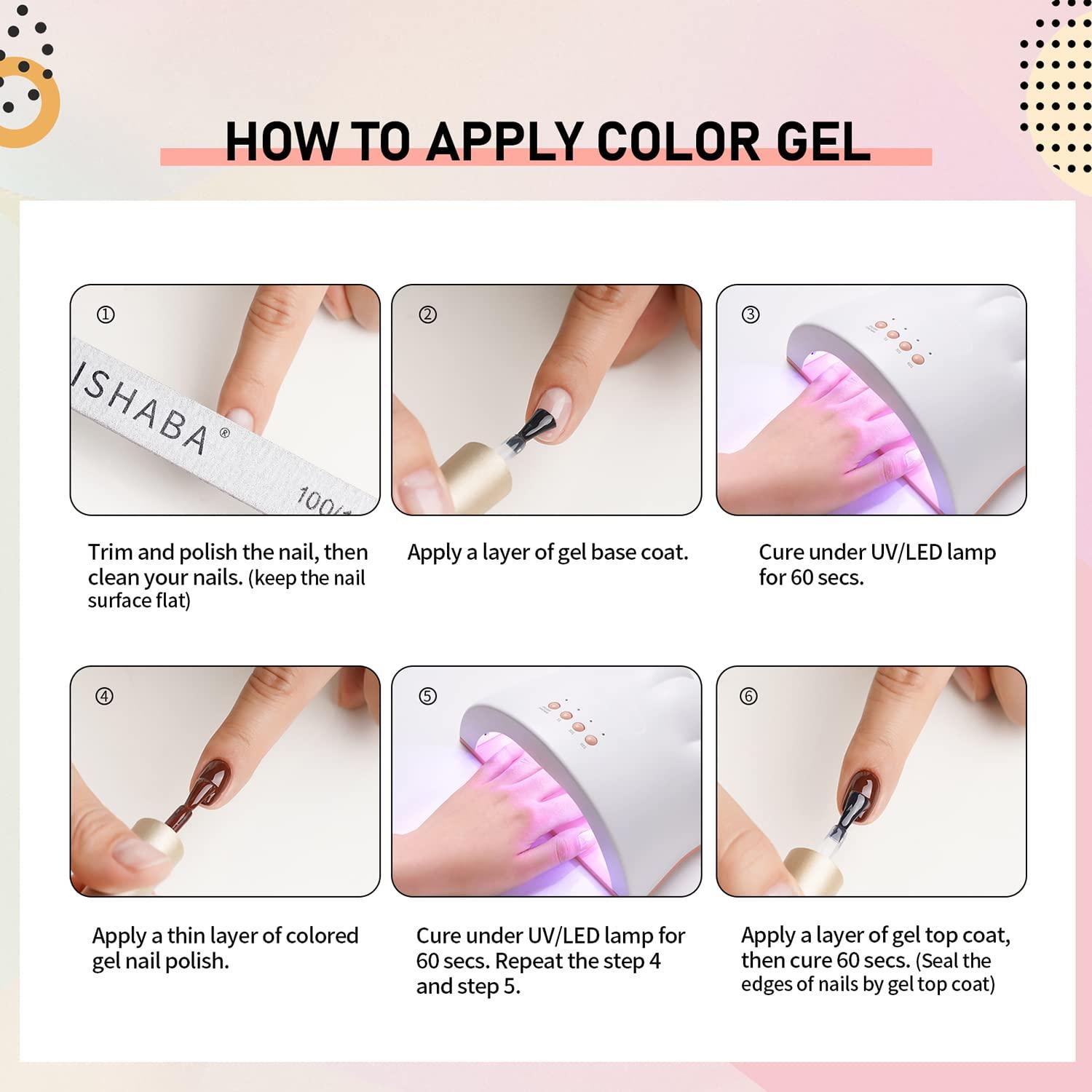 Aishaba Pink Gel Nail Polish Set - 6 Nude Colors with Gold Glitter ...