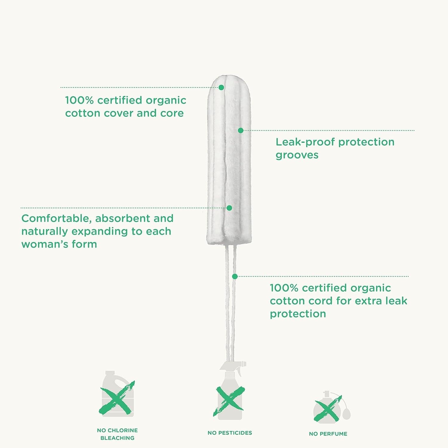 Oi 100% Certified Organic Cotton Tampons - Super 16 Count ...