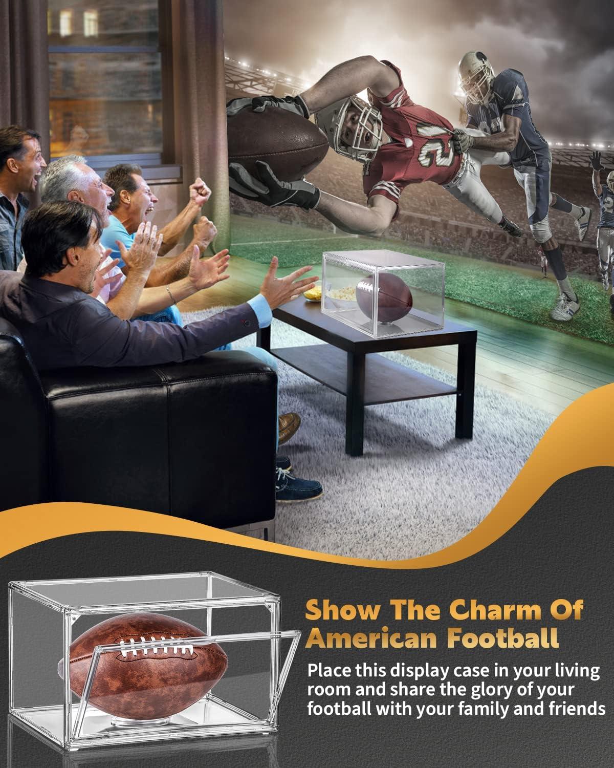 Clear Acrylic Full Size Football Display Case with Magnetic Door and UV ...