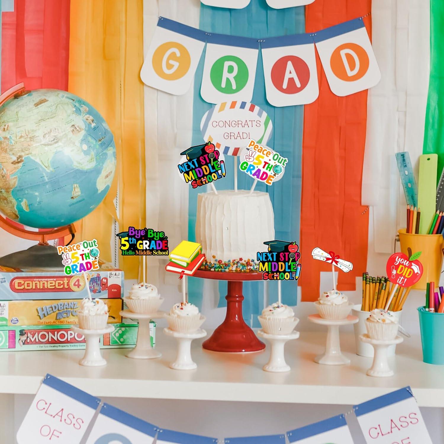 Fangleland 24 Pieces 5th Grade Graduate Cupcake Toppers 2024- Bye Bye ...