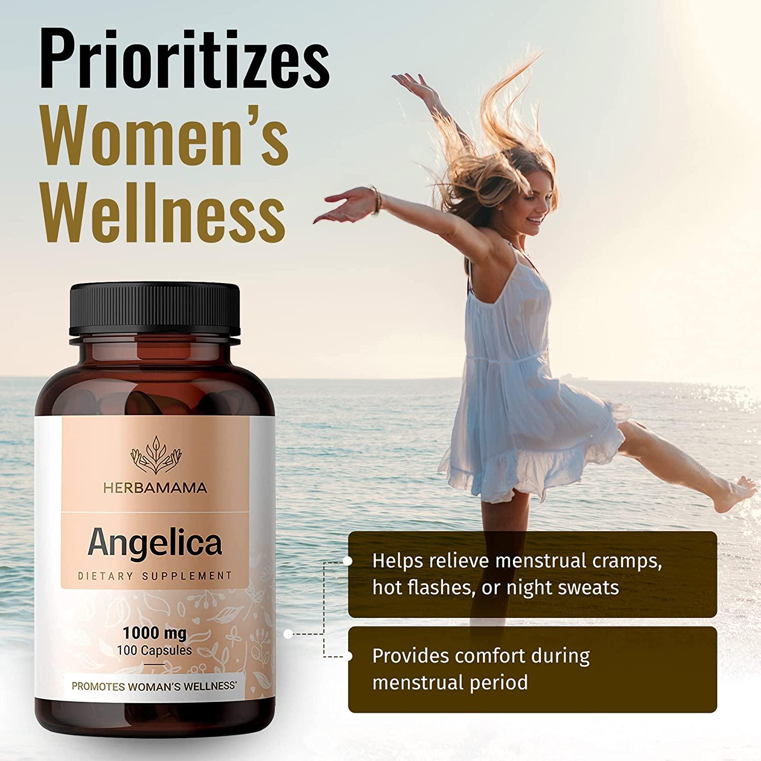 HERBAMAMA Angelica Capsules - Digestive Health, Heart & Blood ...