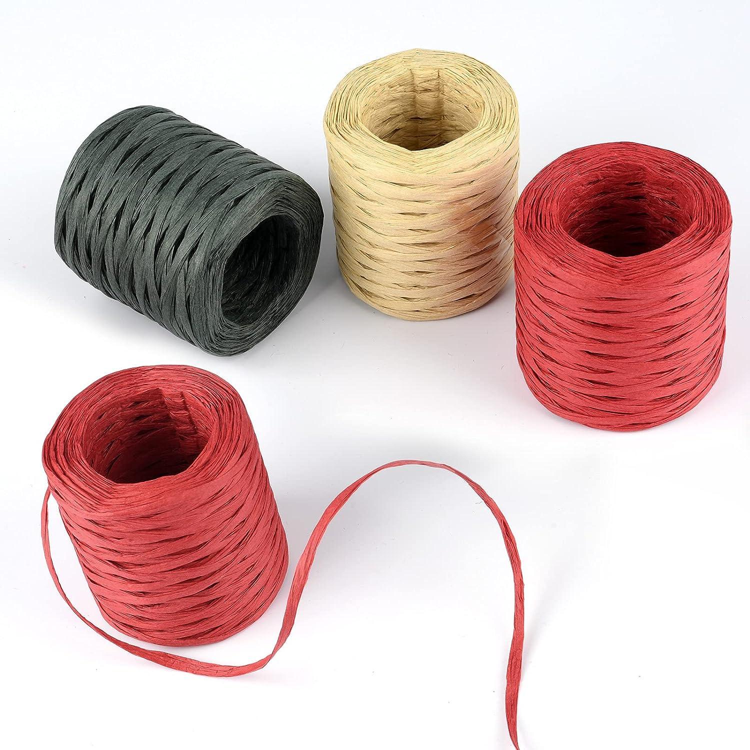 Christmas Natural Raffia Paper Ribbon - 6 Rolls, Matte Twine for Gift ...