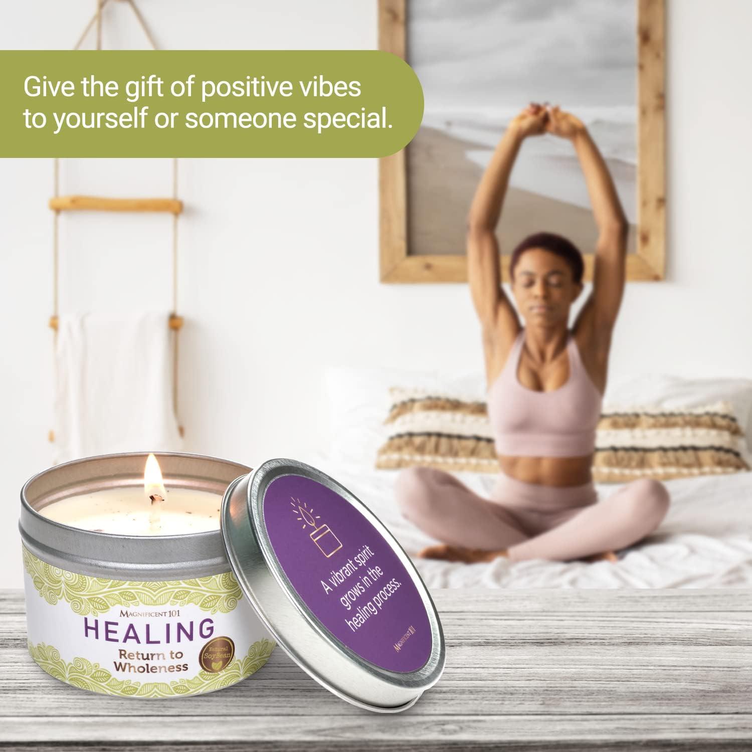 MAGNIFICENT 101 Healing Aromatherapy Candle - Sage Palo Santo Lavender ...