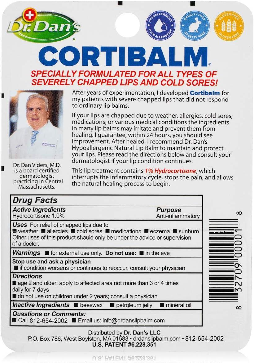 Dr. Dan's Cortibalm - Healing Lip Balm 3 Pack for Dry, Cracked Lips ...