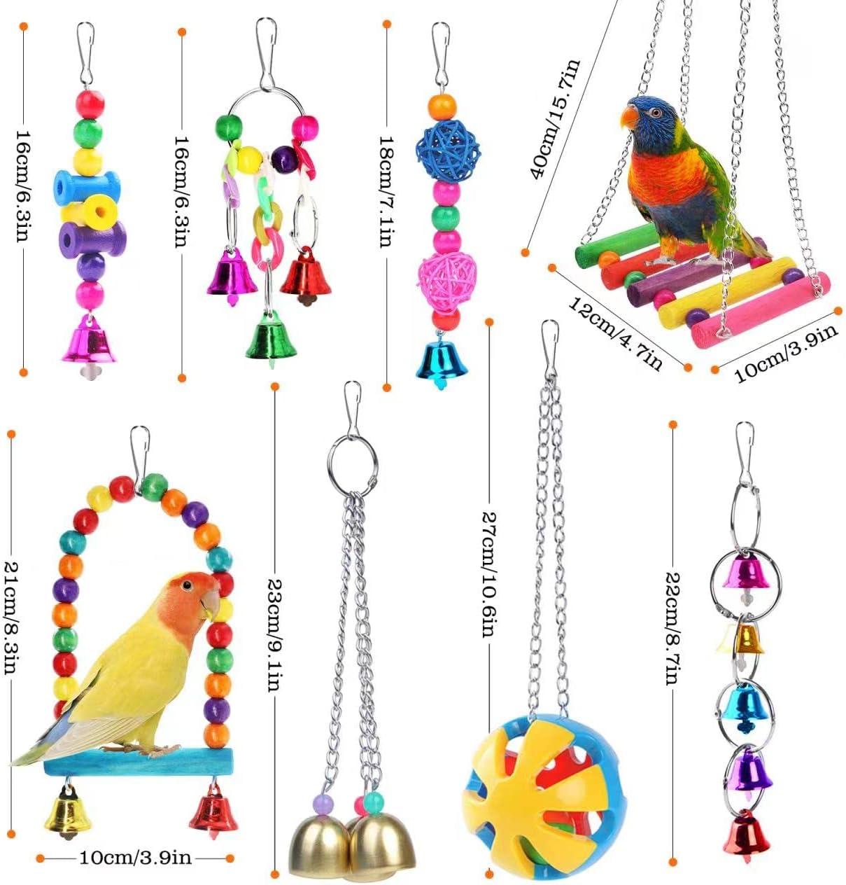 Newthinking Bird Parrot Toys Set 10 Pack Budgie Toys Swings Hammock ...