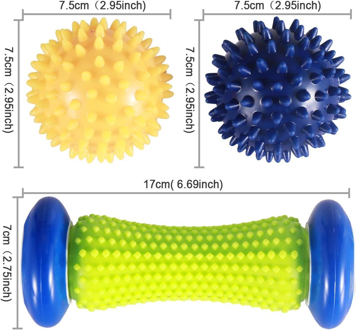 Plantar Fasciitis Foot Massage Roller with 2 Spiky Balls - Arch Pain ...