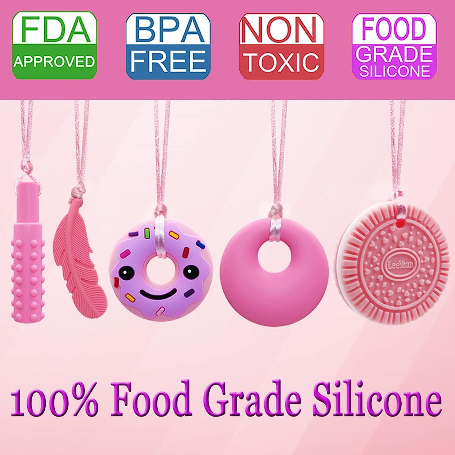 Sensory Girls Chew Necklace - Silicone Chewy Necklaces for Kids with ...