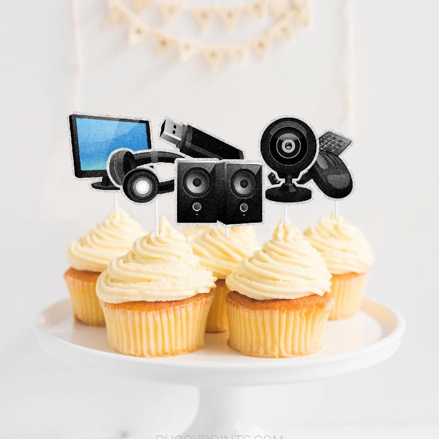 Smart Computer Themed Happy Birthday Cupcake Toppers Set of 18 - These ...
