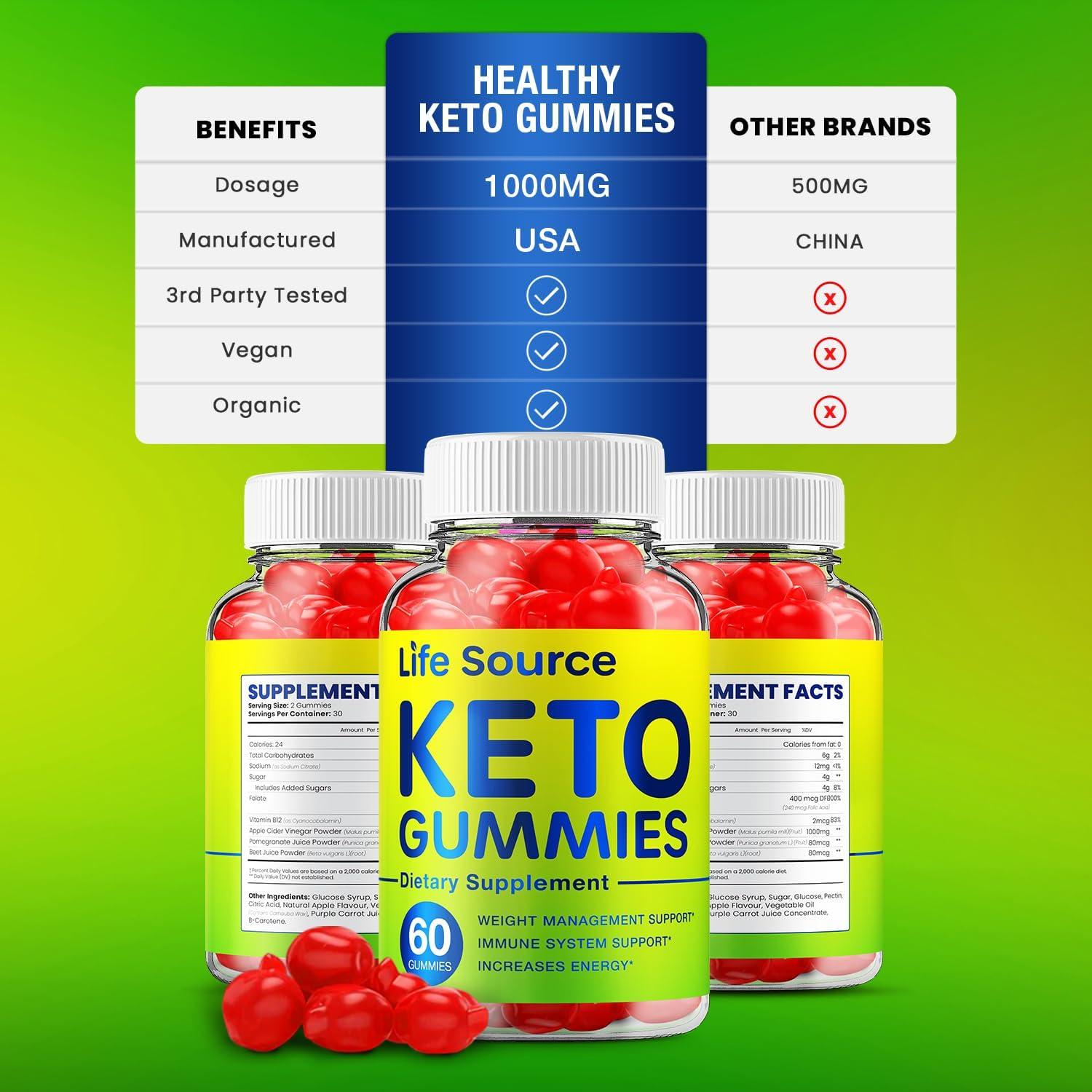 Life Source Keto ACV Gummies - 3 Pack | Advanced Formula with B12, Beet ...