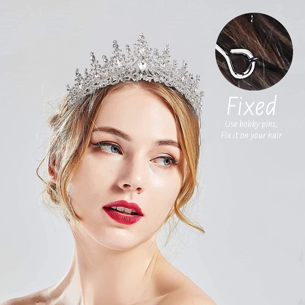 Tobatoba Silver Wedding Tiara for Women - Crystal Tiaras & Crowns for ...