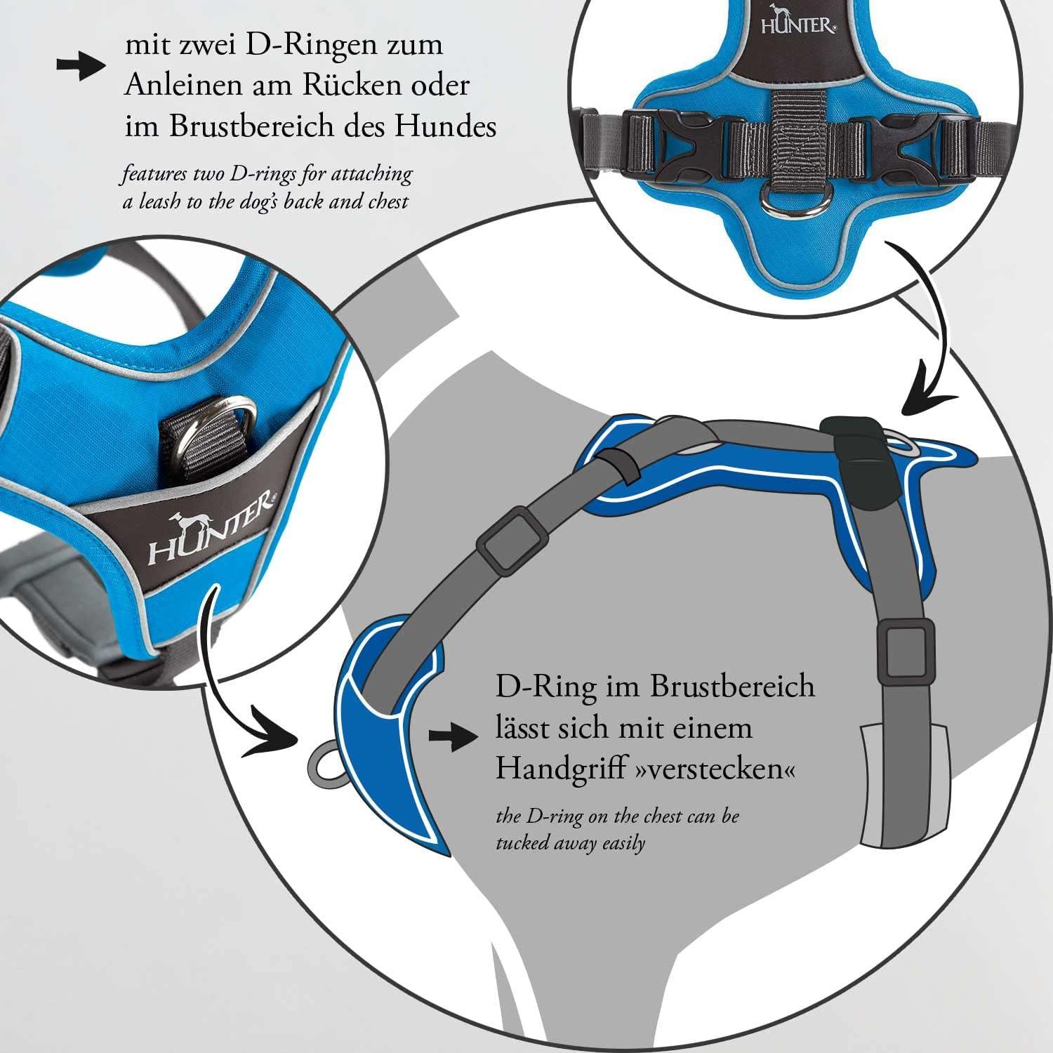 HUNTER DIVO Dog Harness - Large 72-100 cm Stylish Dark Blue/Grey ...