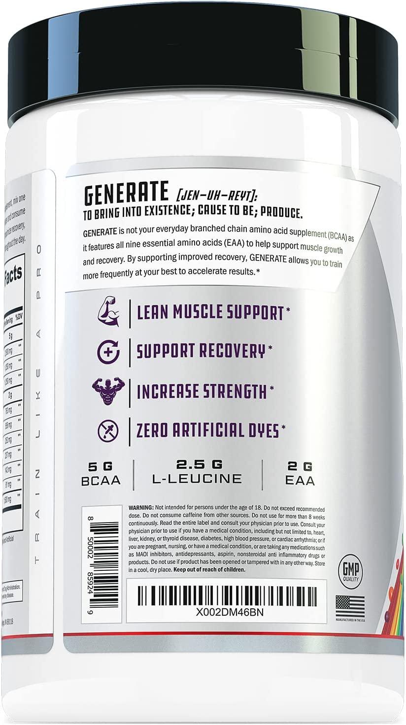 Generate EAA and BCAA Powder - Best BCAAs Supplement with 5g BCAAs & 2g EAAs for Lean Muscle ...