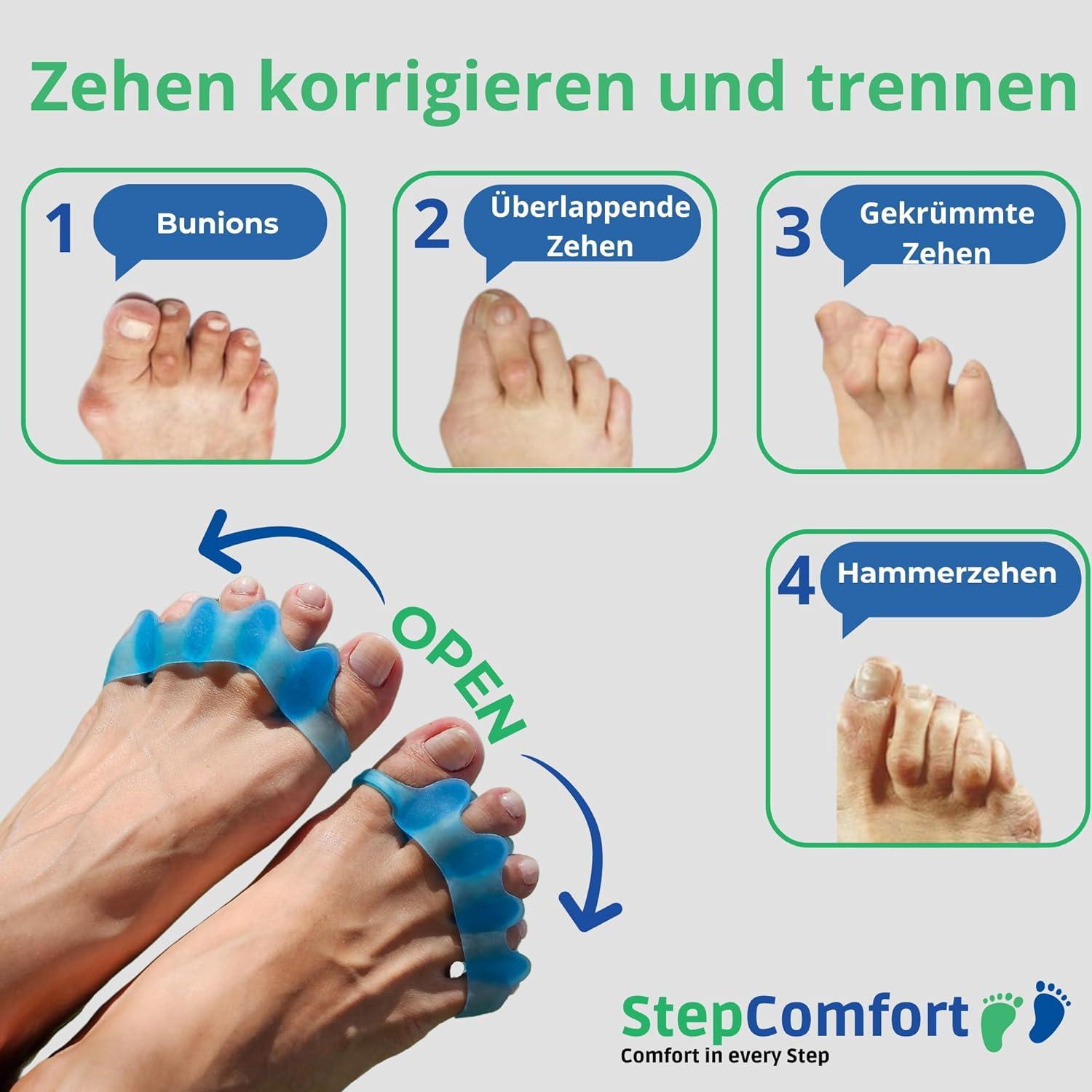 Stepcomfort Toe Spreader for Hallux Valgus - 4 STK Elastic Bale Toe ...