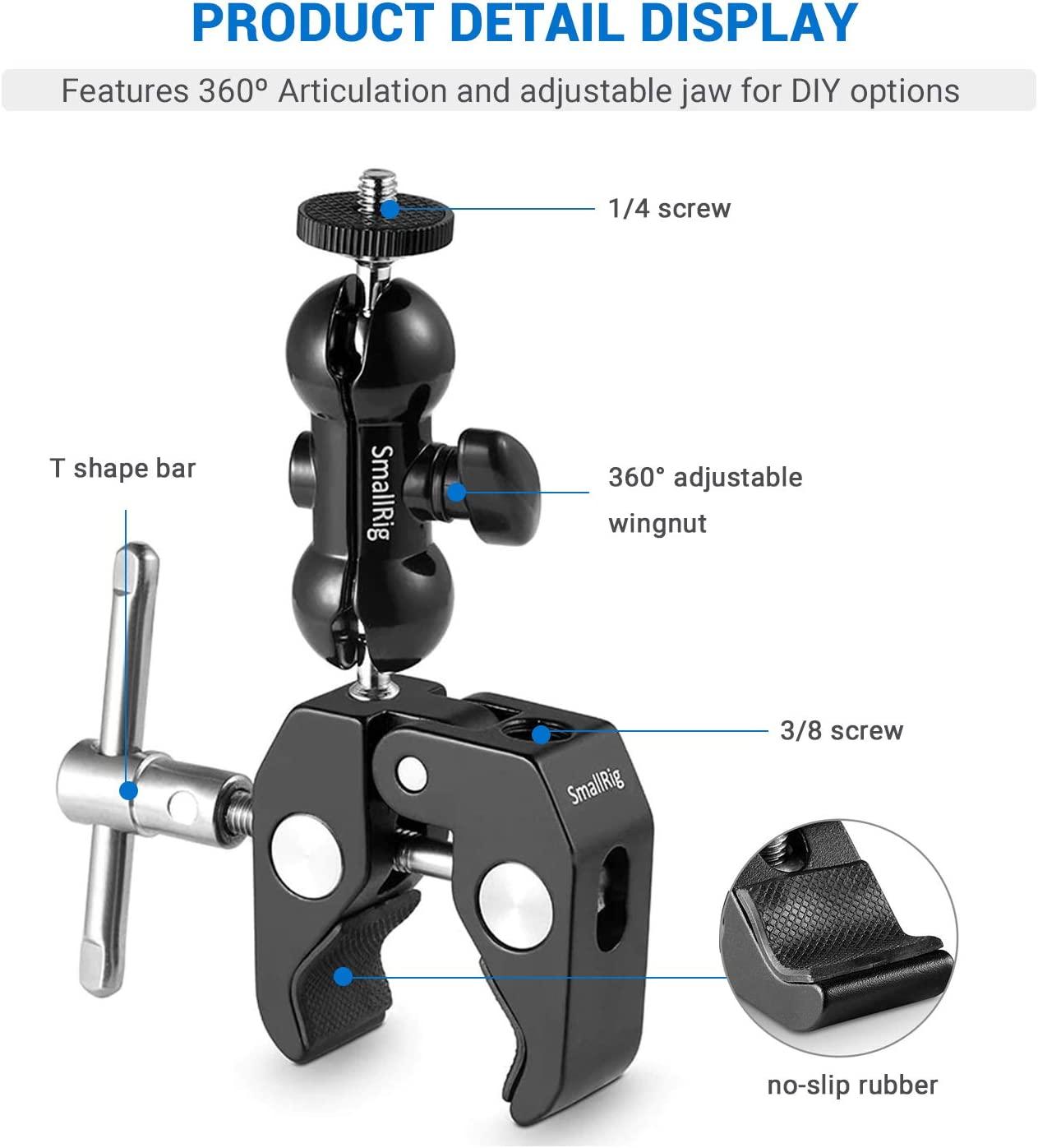 SMALLRIG Super Camera Clamp Mount Double Ball Head Adapter for Ronin-M ...