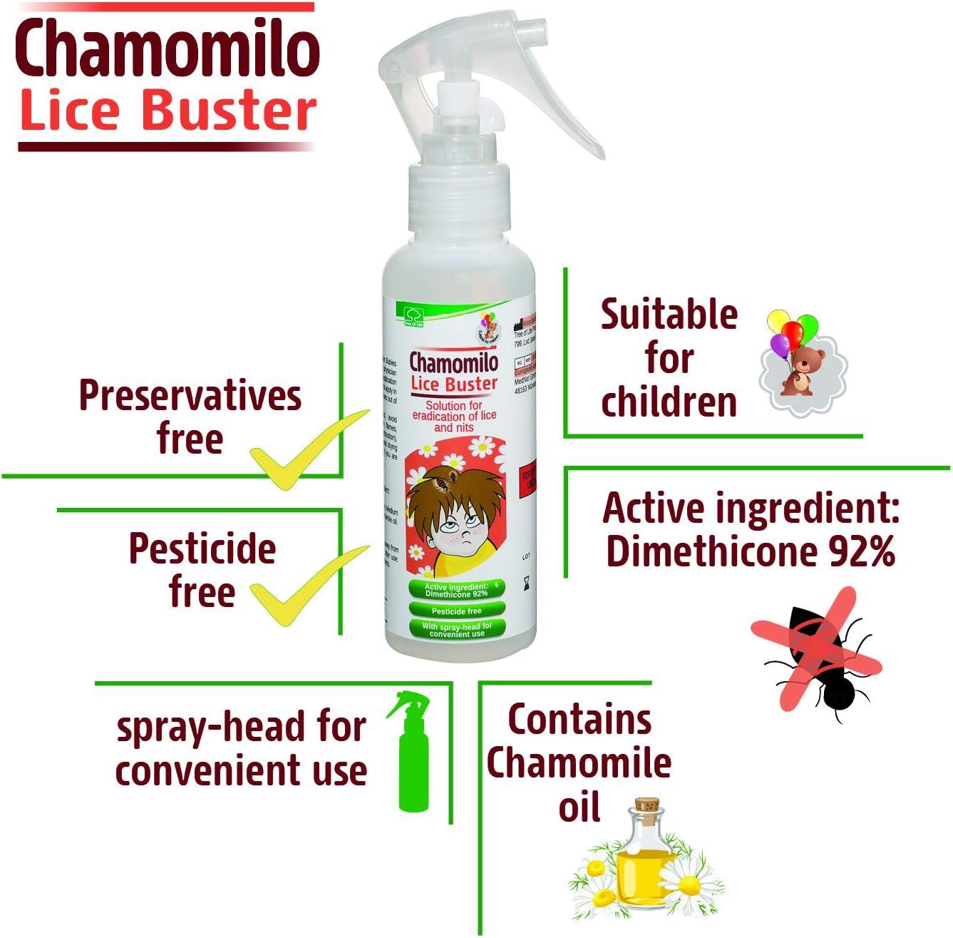 Chamomilo Lice Buster Spray - Effective Head Lice and Nits Treatment ...