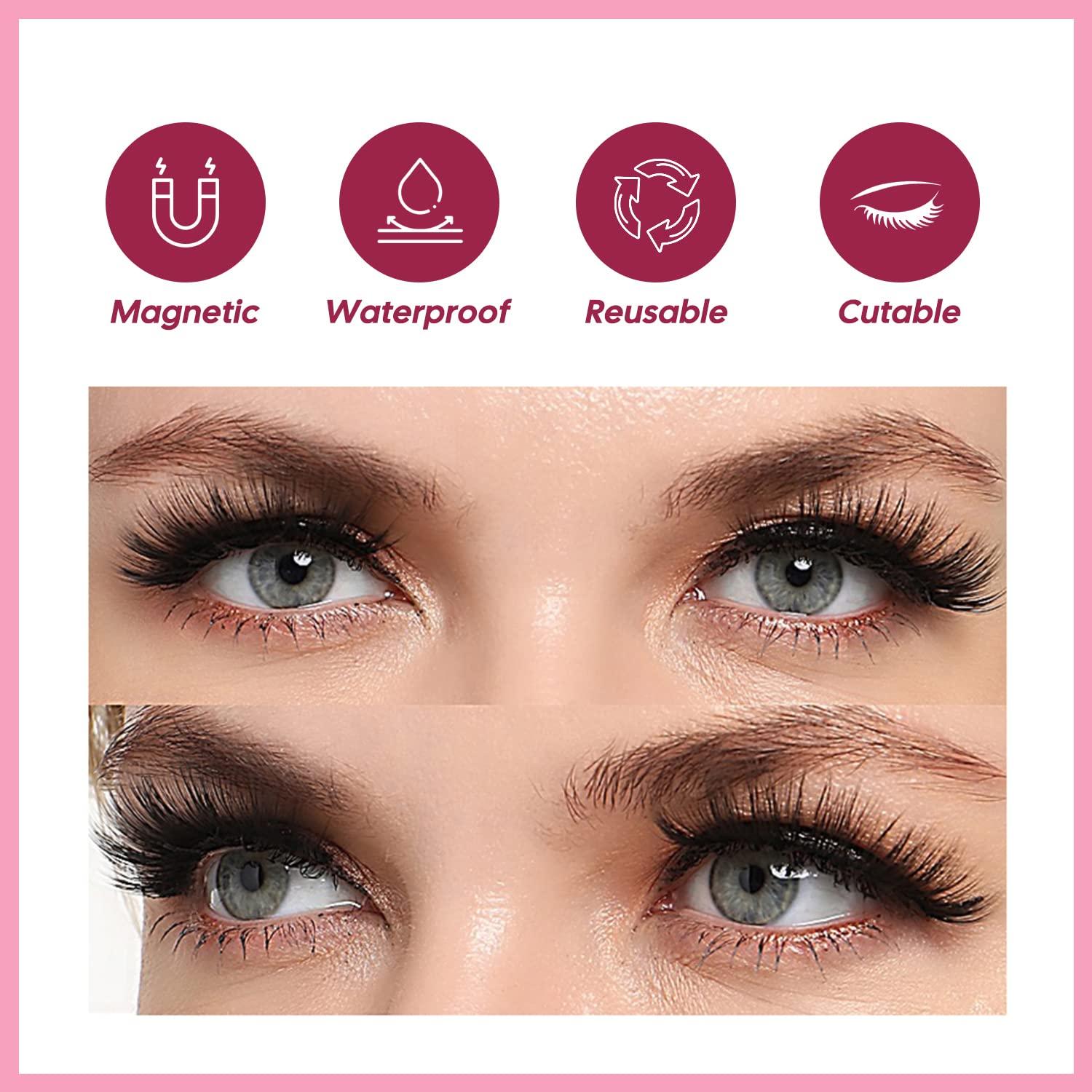 SHEKA Magnetic Eyelashes with Eyeliner - 5 Styles for Natural, Fluffy ...