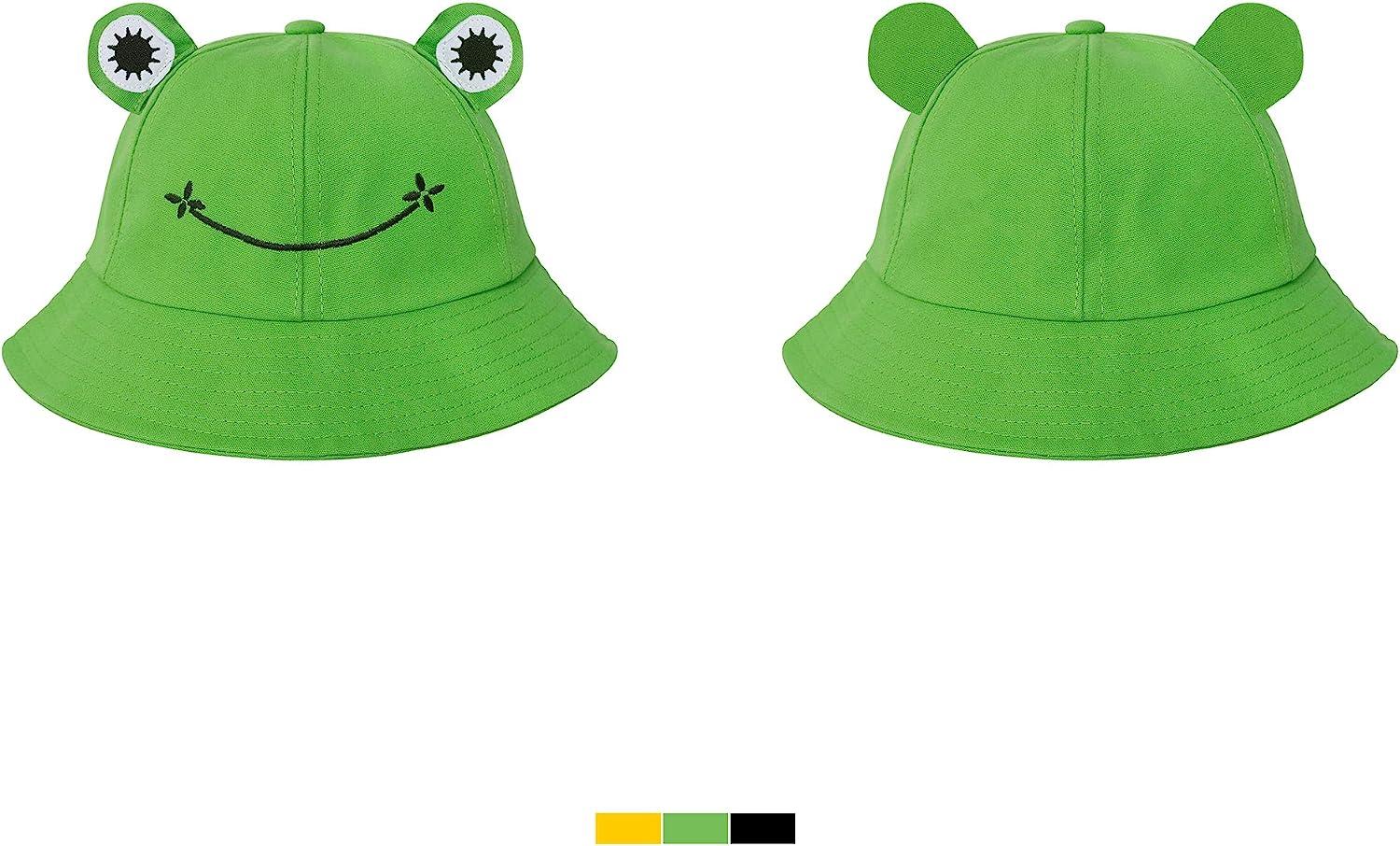SAOROPEB Adult Cute Frog Bucket Hat | Funny Fisherman Cotton Hat for ...