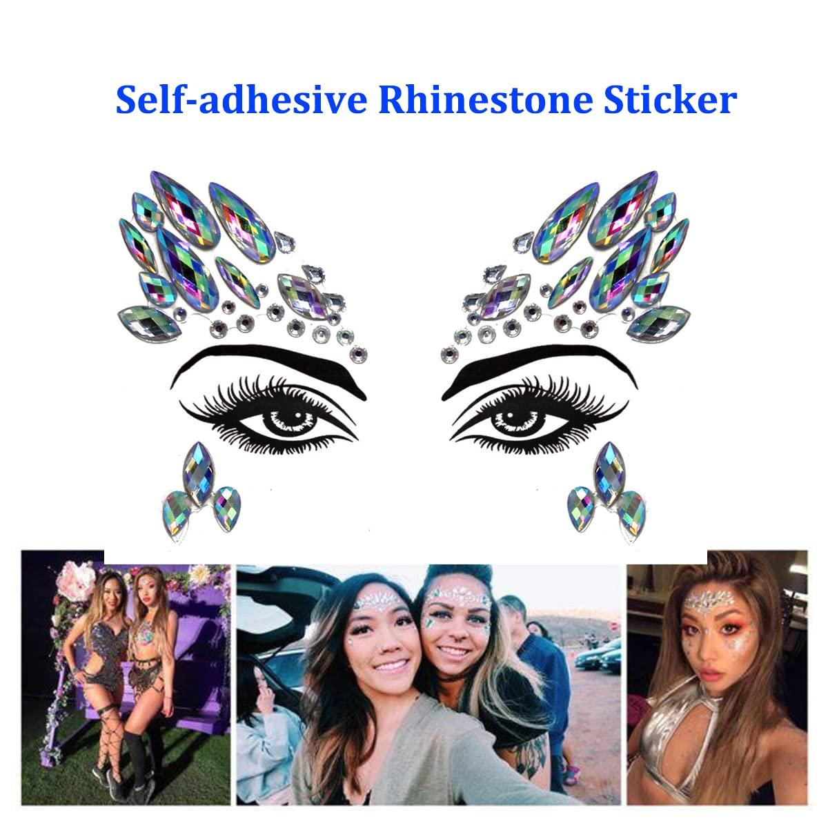 GULELAYAR Rhinestone Gem Stickers for Face - 3 Sets Festival Face ...