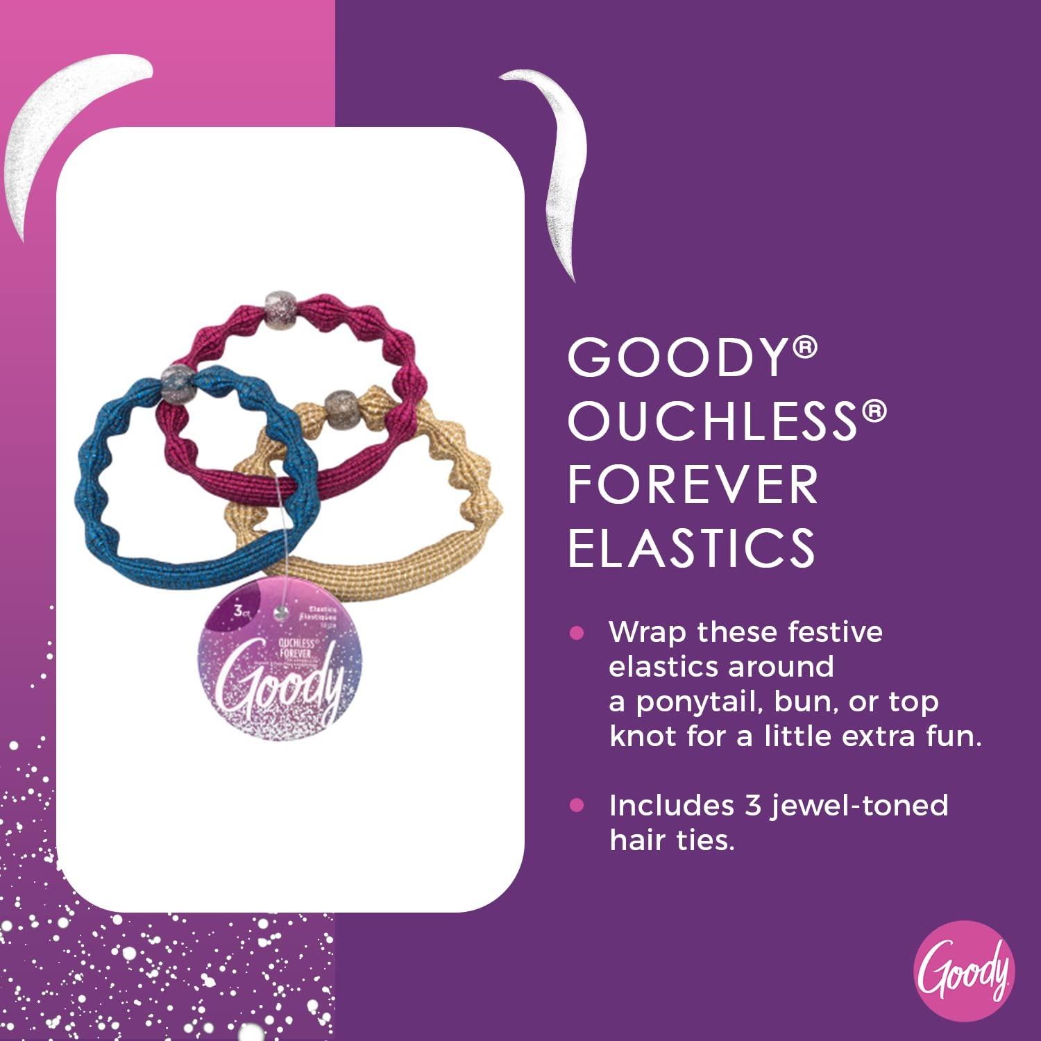 GOODY Icy Holiday Forever Elastics Assorted Hair Accessories - 3 Count ...