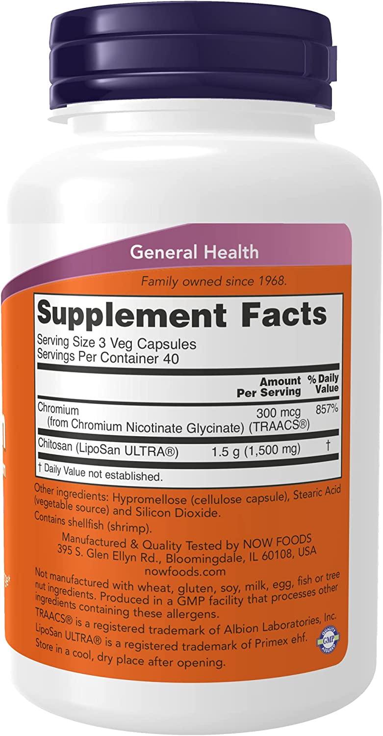 Now Foods Chitosan 500mg + Chromium - Weight Management Support - 120 ...