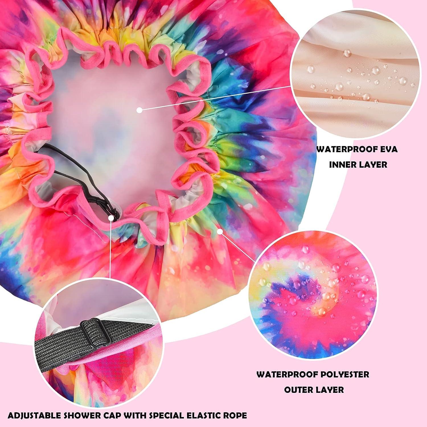 Extra Large Reusable Waterproof Shower Cap for Women - Adjustable & Washable XL Hair Cap - Keep ...