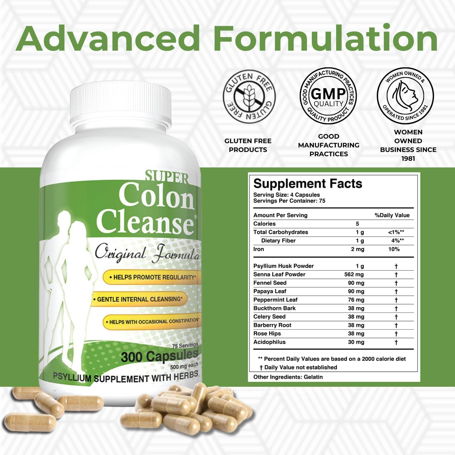 Health Plus Super Colon Cleanse - 300 Capsules for Digestive Support ...