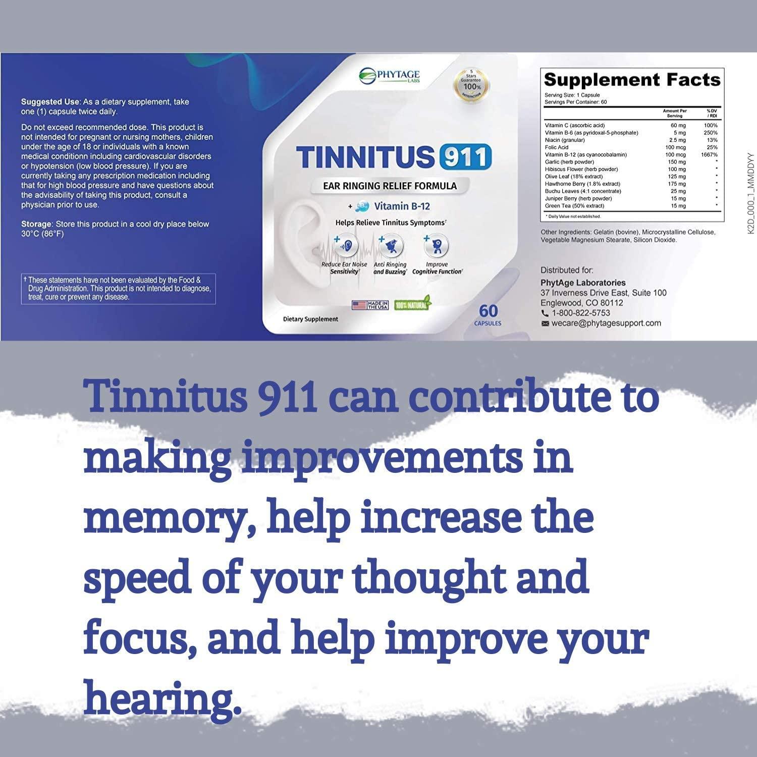 Tinnitus 911: Ear Ringing Relief Supplement - 60 Capsules | Buy Now ...