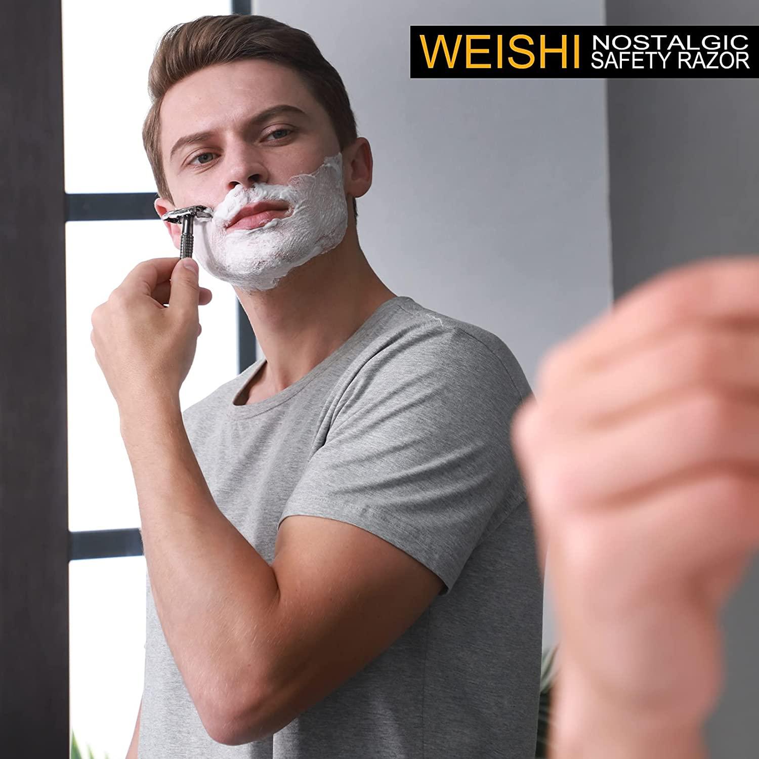 WEISHI Double Edge Safety Razor | Long Handle Butterfly Open Razor ...