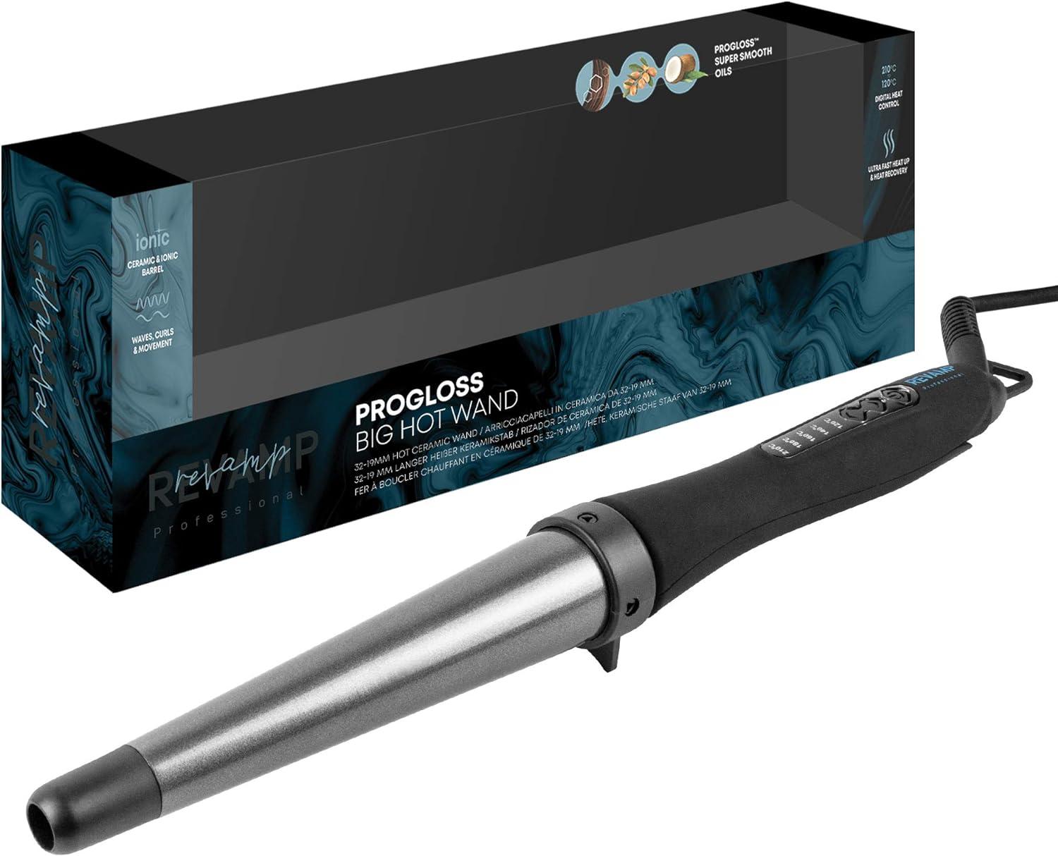 Revamp Progloss Big Hot Wand - Ionic Ceramic Hair Wand for Loose Curls ...