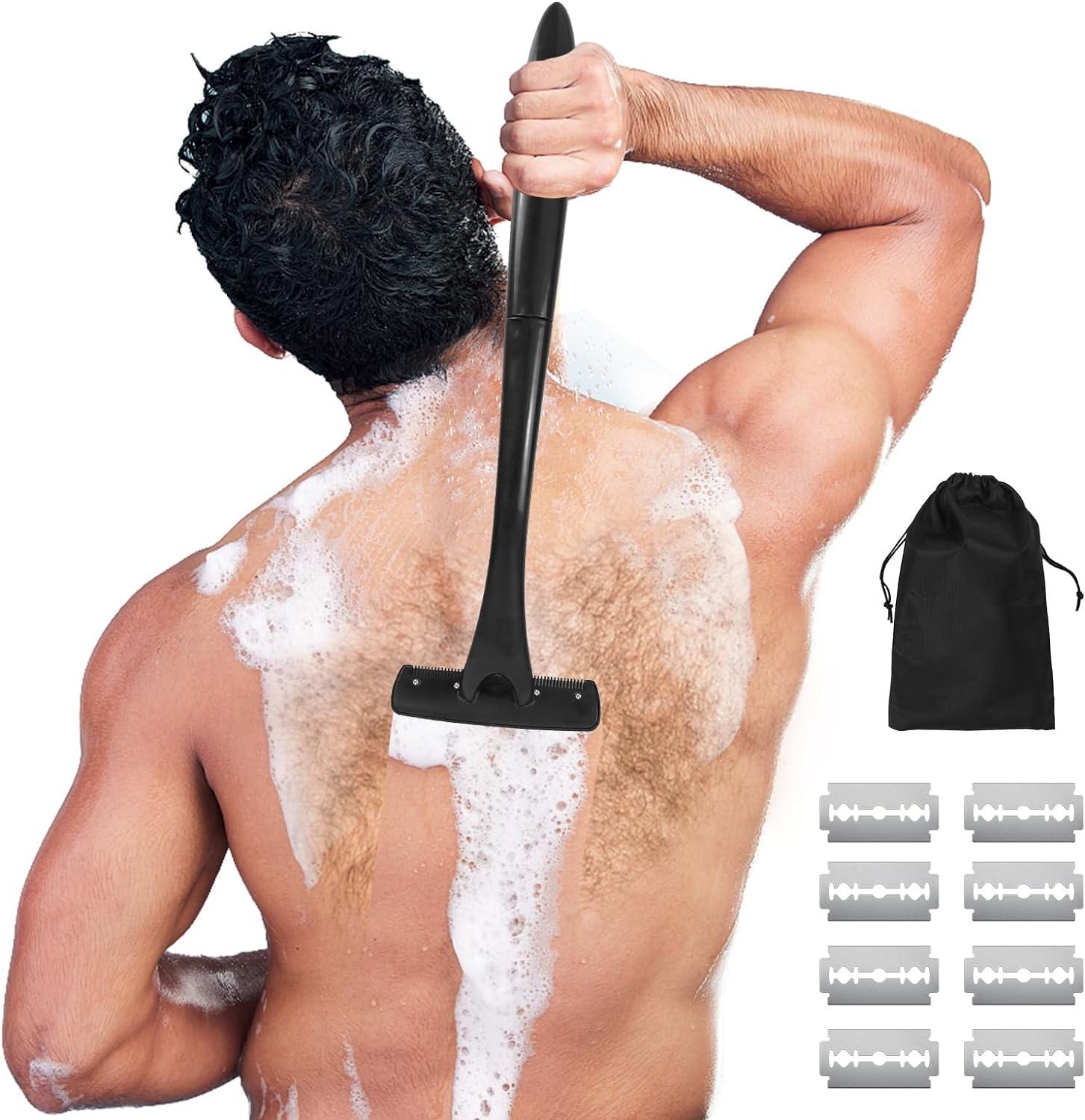 Back Razor for Men - Ergonomic 8-Blade Body Razor Foldable Design for ...