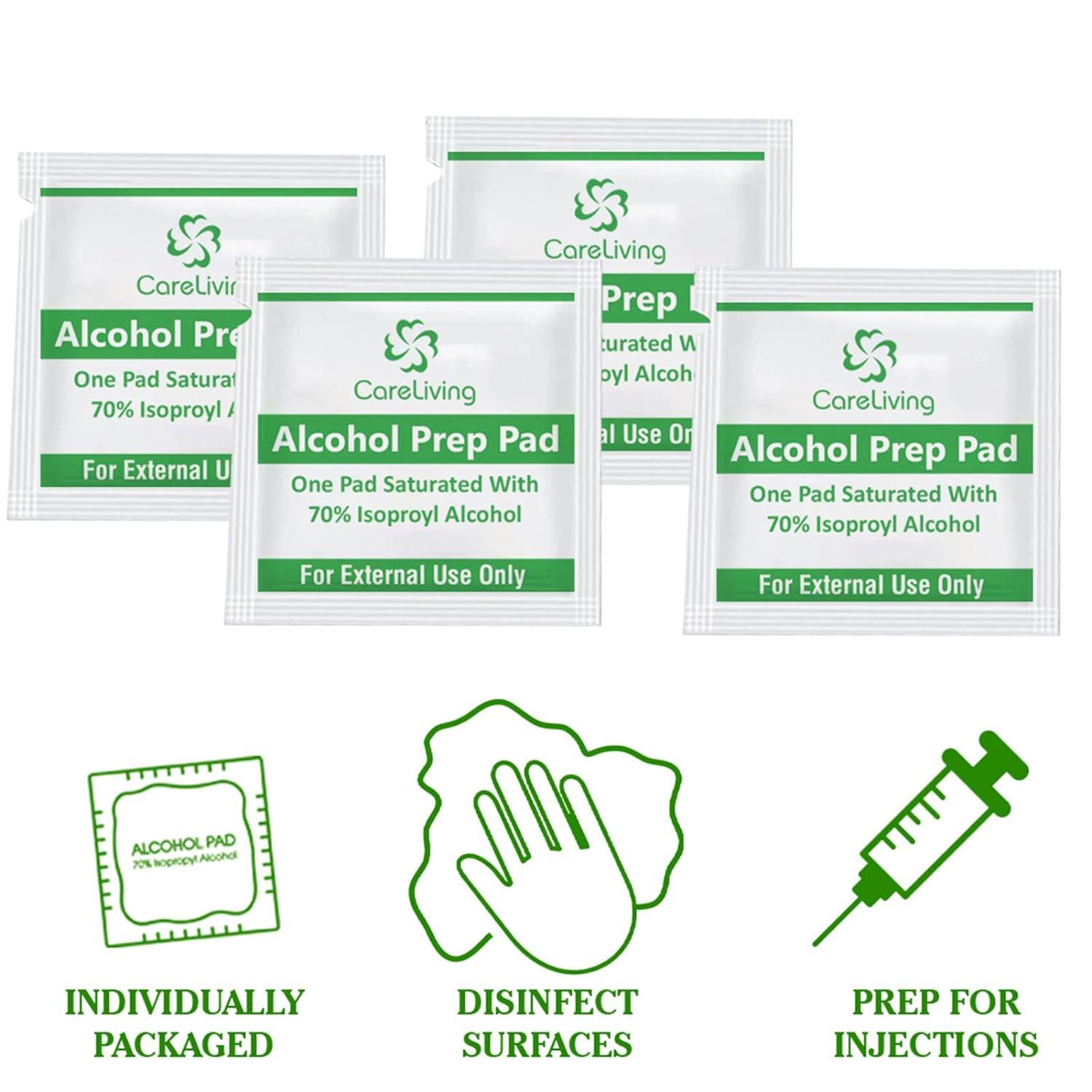 CareLiving 70% Isopropyl Alcohol Prep Pads - 400 Pack, Medical-Grade ...