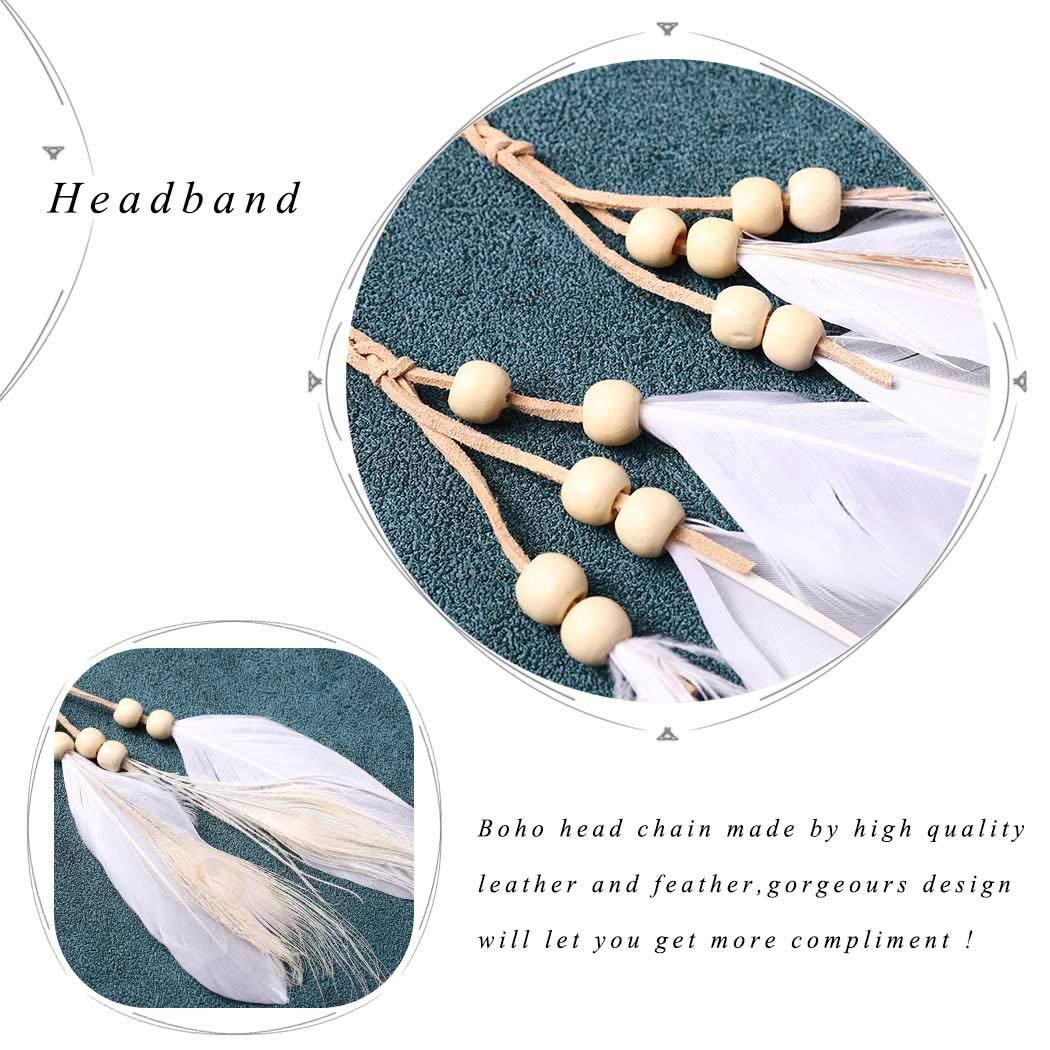 Nicute Boho Feather Headband Peacock Headpiece for Women and Girls ...