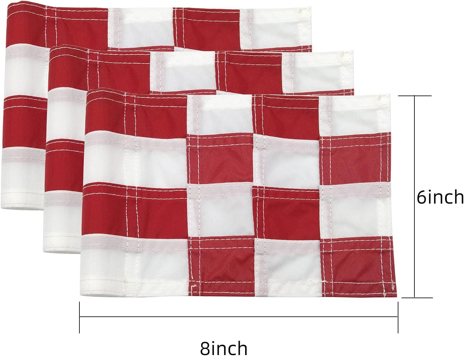 Checkered Golf Flags 8x6 Mini Putting Green Flags - 3 Pack Red/White ...