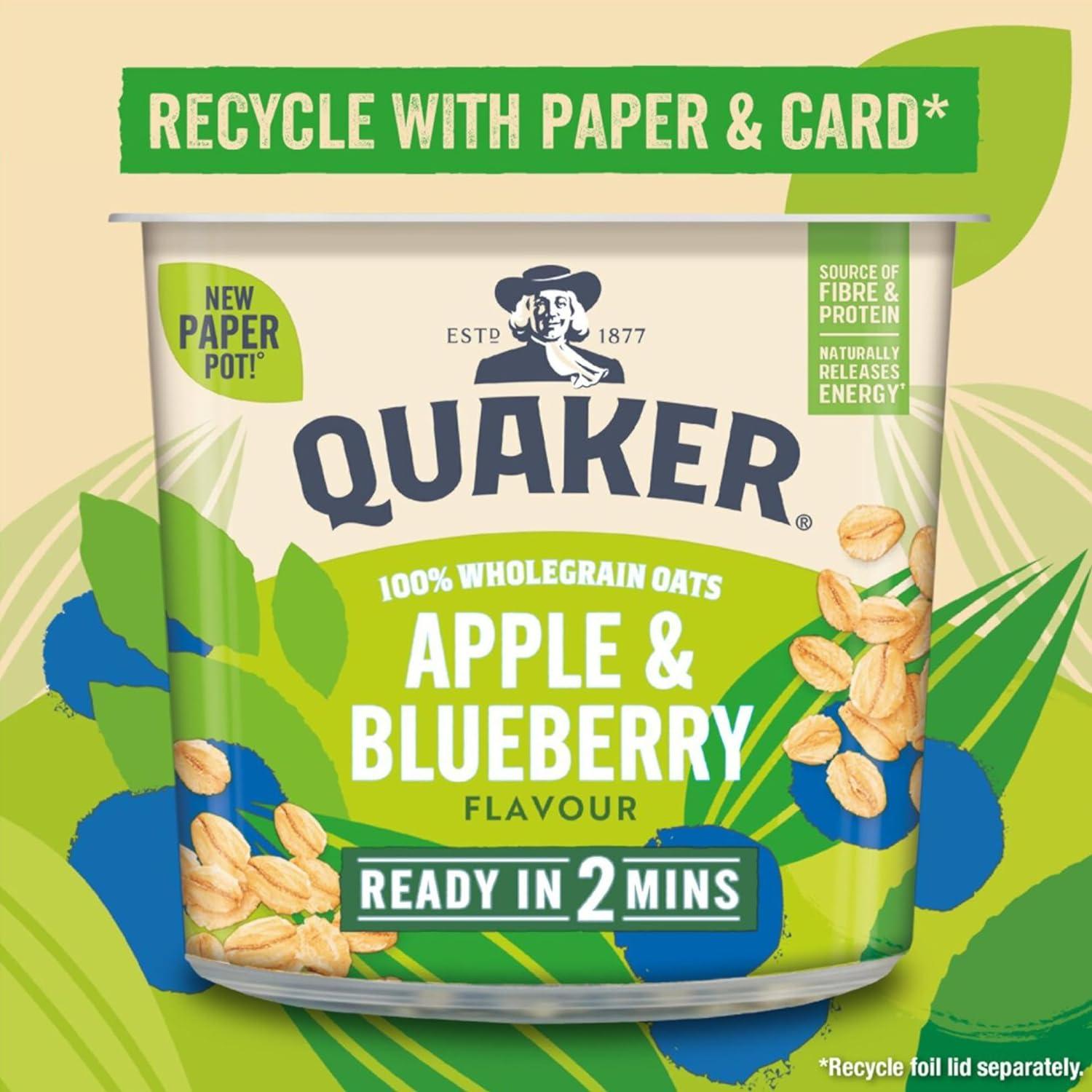 Quaker Oat So Simple Apple and Blueberry Porridge Pots 57g (8 Pack ...