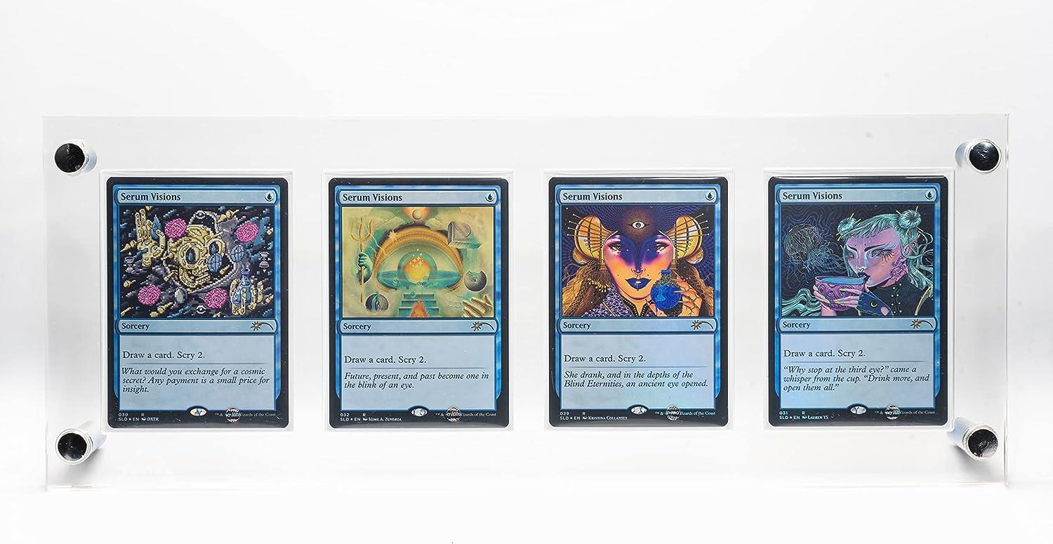 Trading Card Display Stand - 4 Slot Clear Acrylic Holder with UV ...