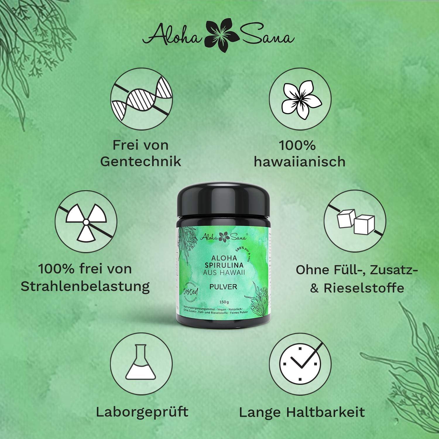 Aloha Sana Hawaii Spirulina Pacifica Powder - 150g UV Glass Lab Tested ...