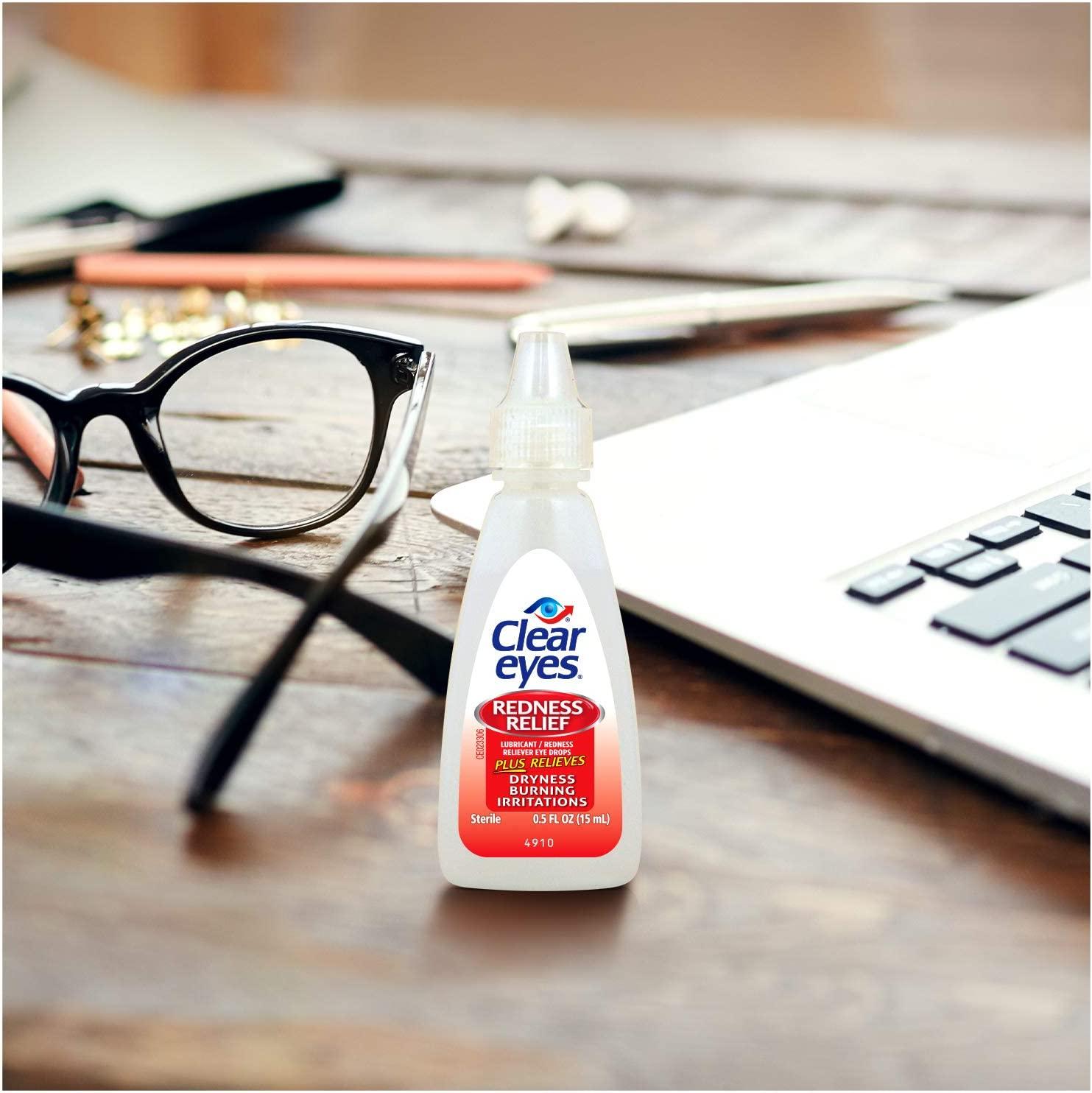 Clear Eyes Redness Relief Eye Drops 0.5 Fl Oz - Pack of 3 | Soothes and ...