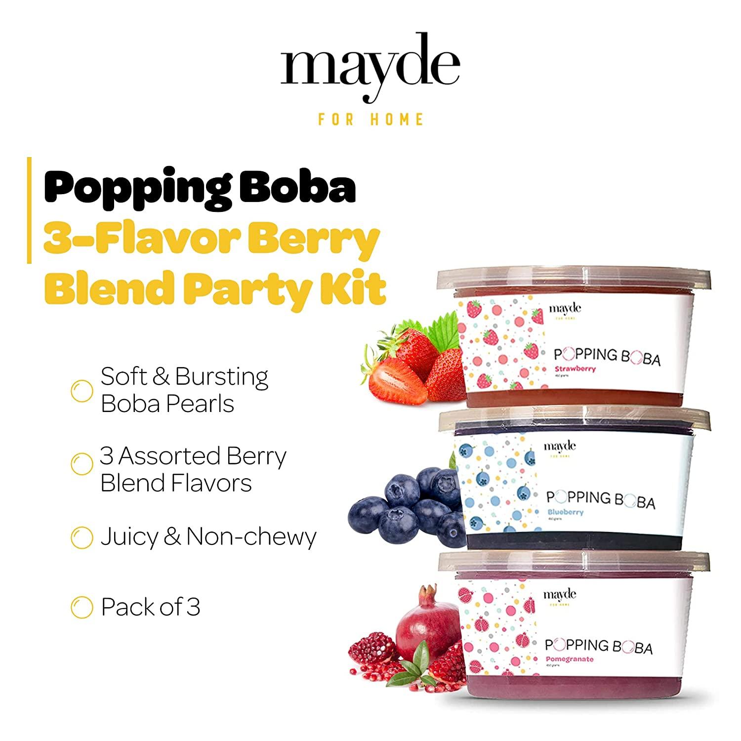 Mayde 3-Flavor Popping Boba Pearls Berry Blend Party Kit (3-Pack 490g ...