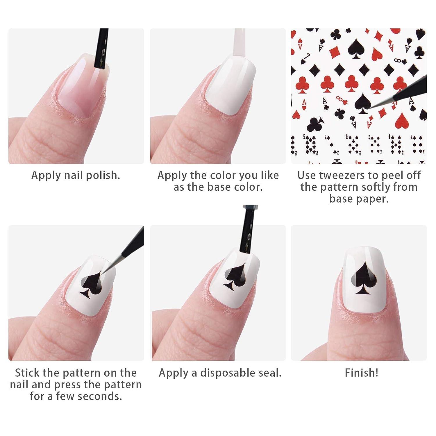 EBANKU Poker Nail Art Stickers - 10 Sheets Playing Card Style Decals ...