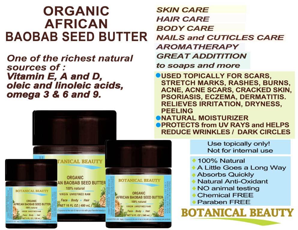 Organic Baobab Oil Butter - 100% Natural, Raw, Virgin, Unrefined - Skin ...